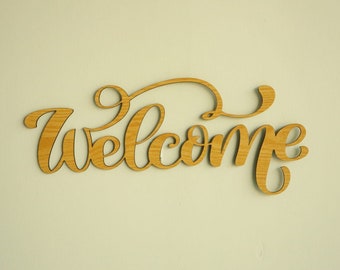 Laser Cut Wooden Welcome Sign Decorative Welcome Board CDR, DXF, Ai ...