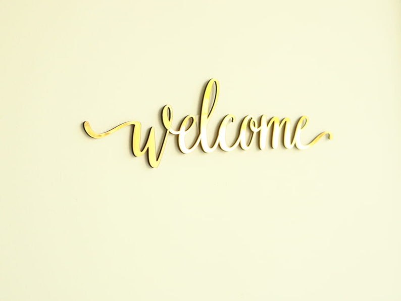 Laser Cut Welcome Script Word CDR, DXF, SVG, Ai, Pdf - Etsy