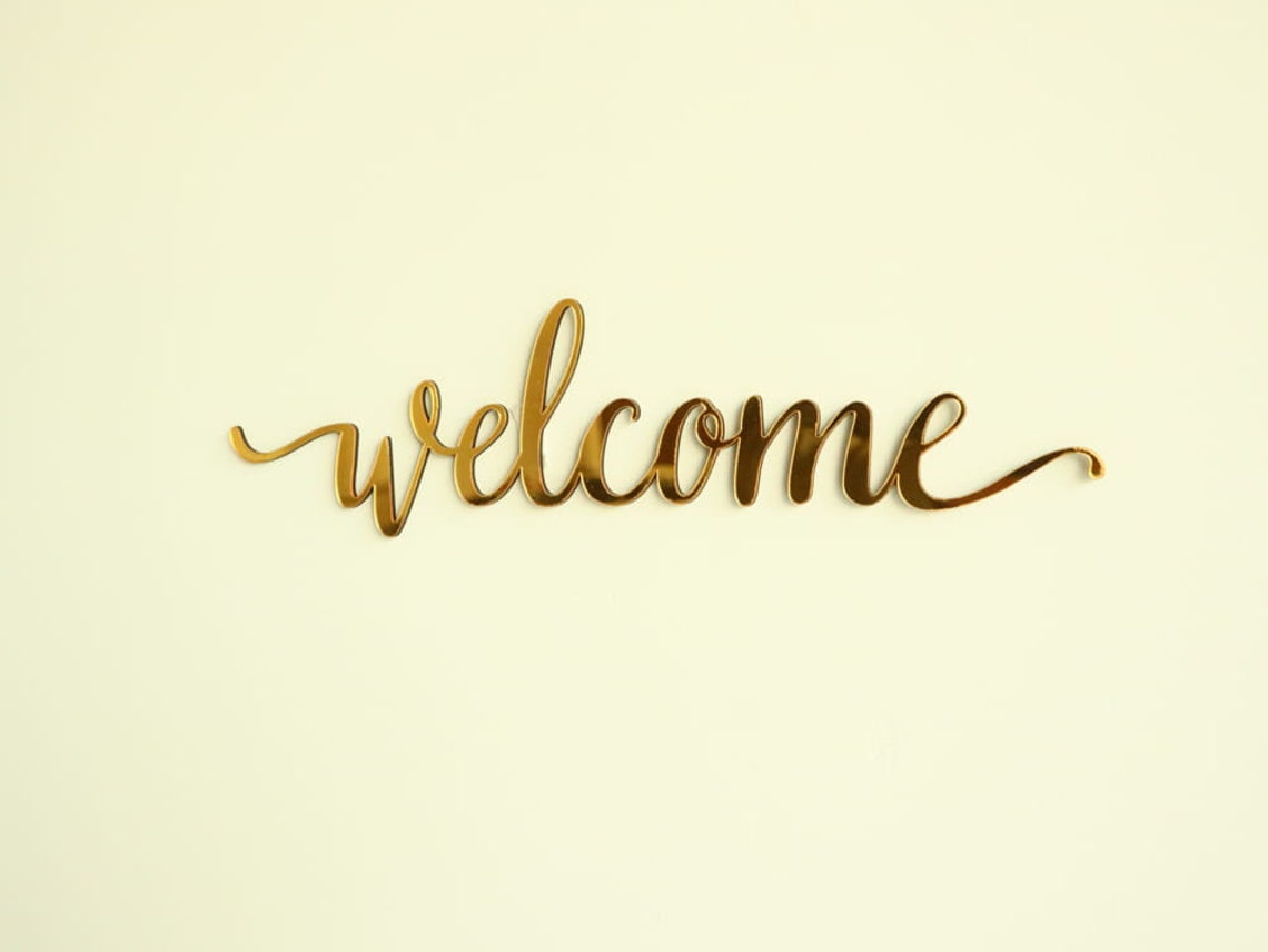 Laser Cut Welcome Script Word CDR, DXF, SVG, Ai, Pdf - Etsy