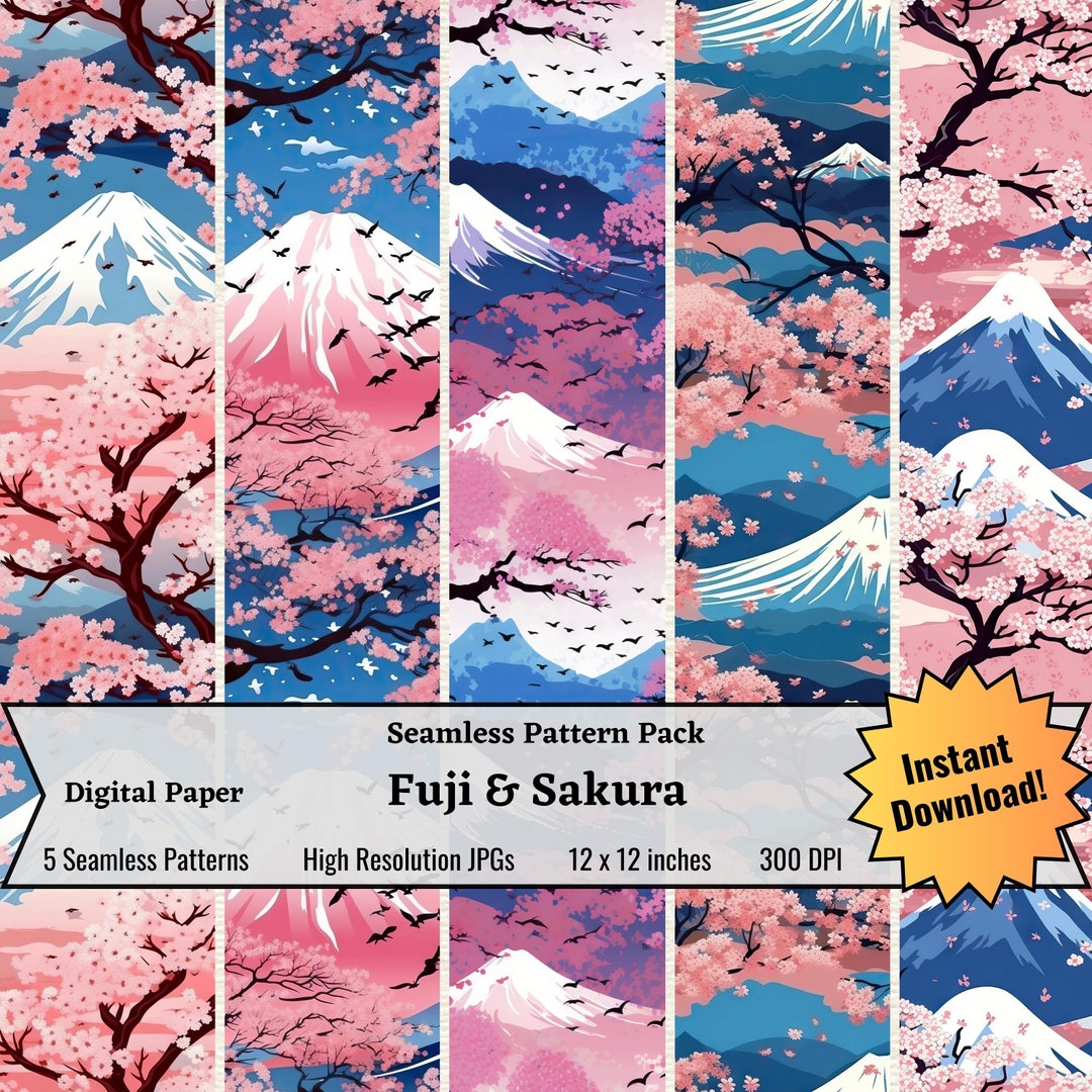 Mount Fuji Pattern, Cherry Blossom Pattern, Sakura Tree Pattern ...