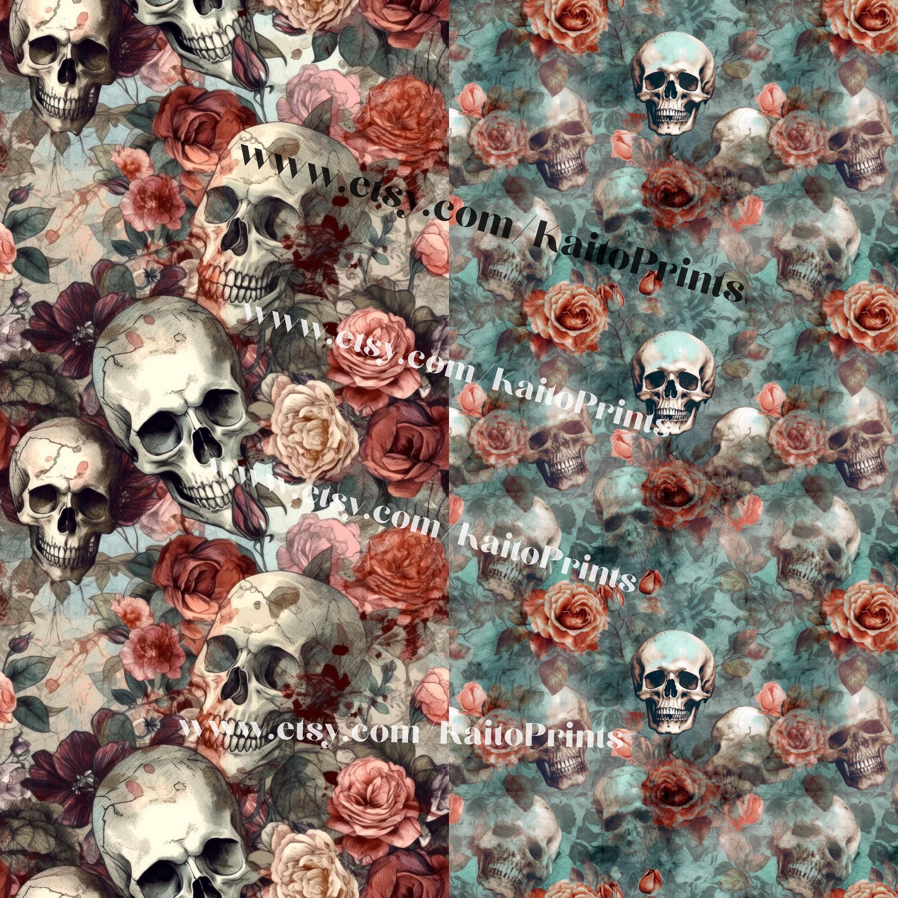 Vintage Chic Skulls Patterns, Seamless Skulls Chic Patterns, Seamless ...