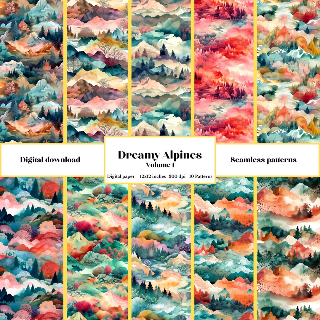 Alpine Forest Digital Paper, Seamless Forest Pattern, Cozy Seamless ...