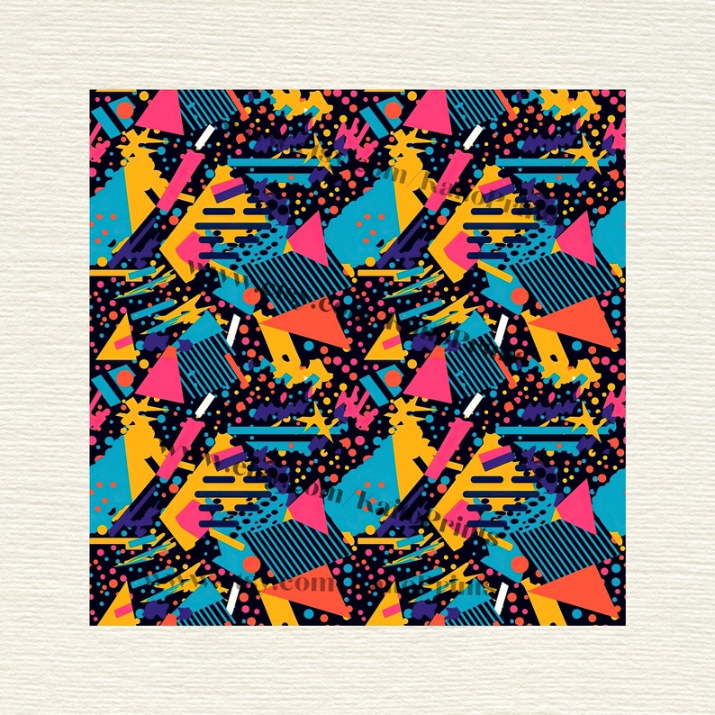 90s Kid Digital Paper, Seamless 90s Patterns, Colorful Abstract 90s ...