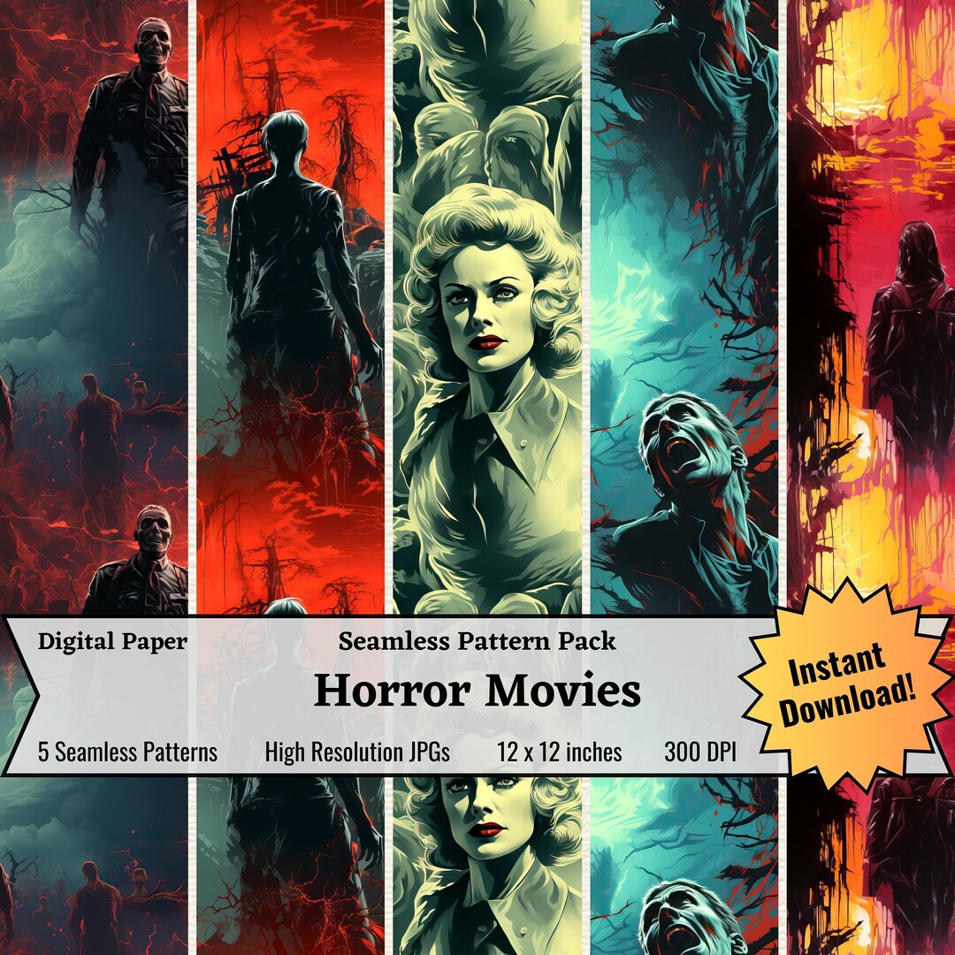 Horror Movie Patterns, Scary Movie Patterns, Spooky Halloween Patterns ...