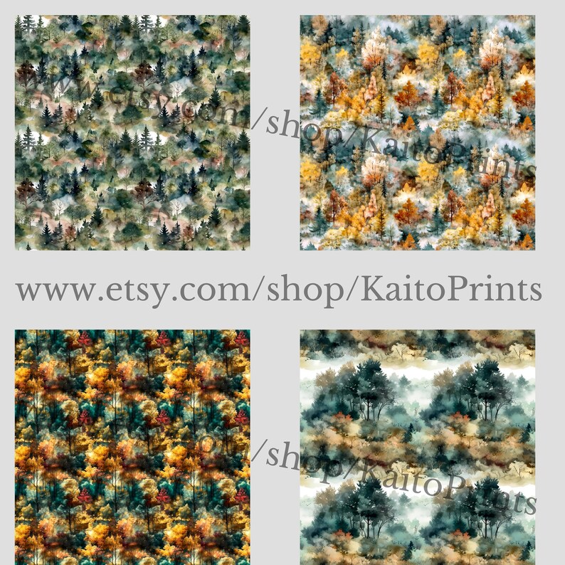 Watercolor Forests Digital Paper Seamless Forest Patterns - Etsy