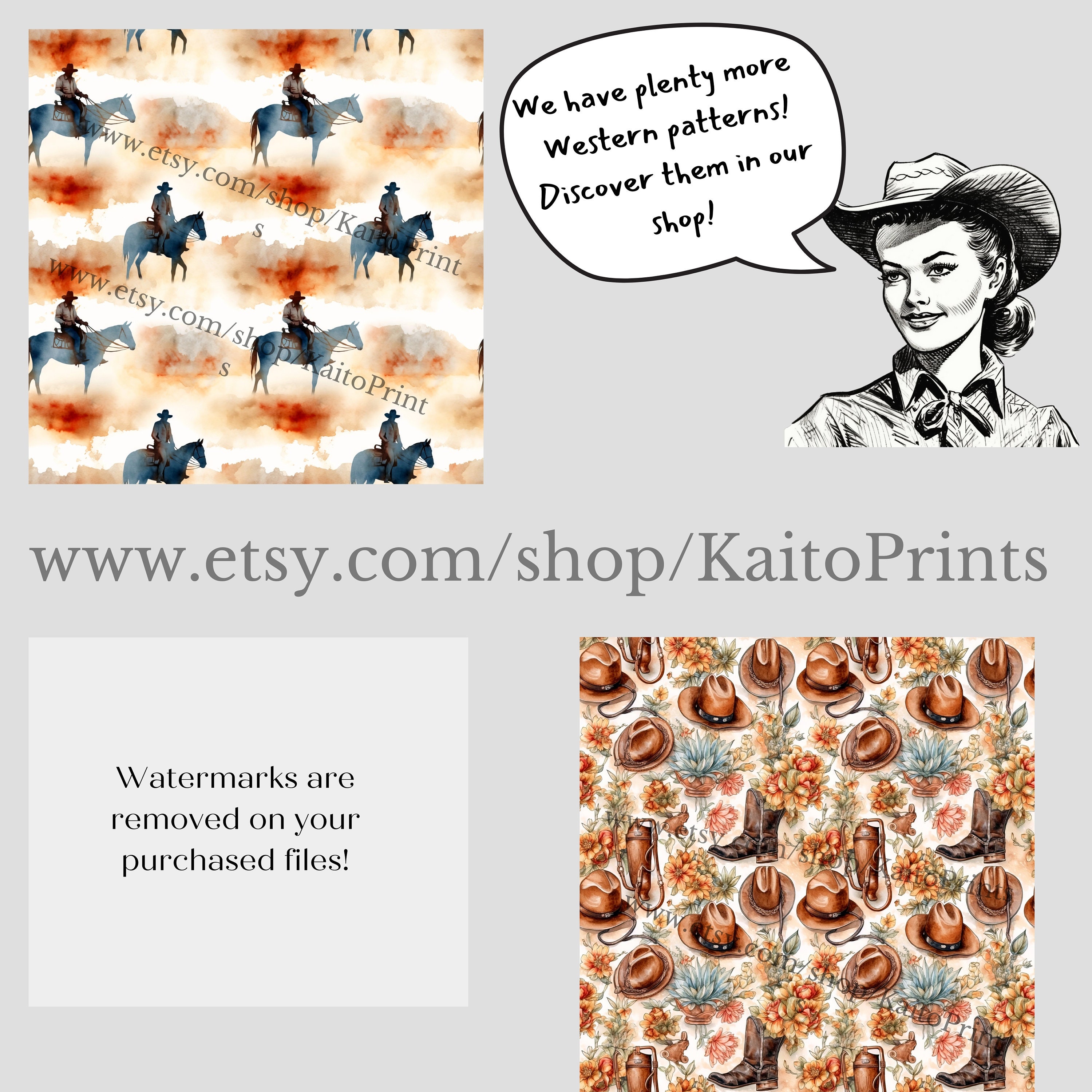 Western Digital Paper Seamless Western Patterns Cowboy - Etsy