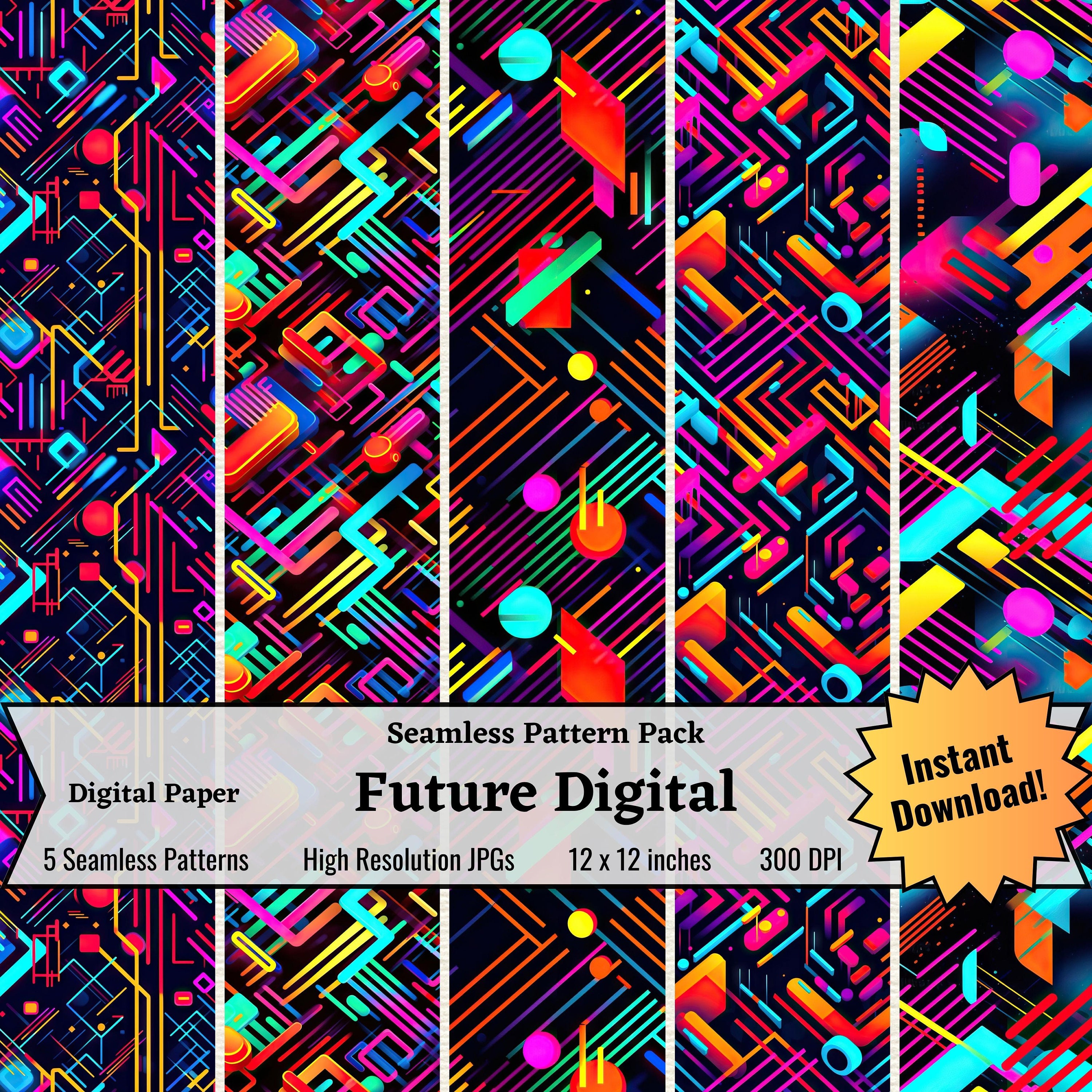 Future Digital Pattern, Digital Future Pattern, Neon Abstract Pattern ...