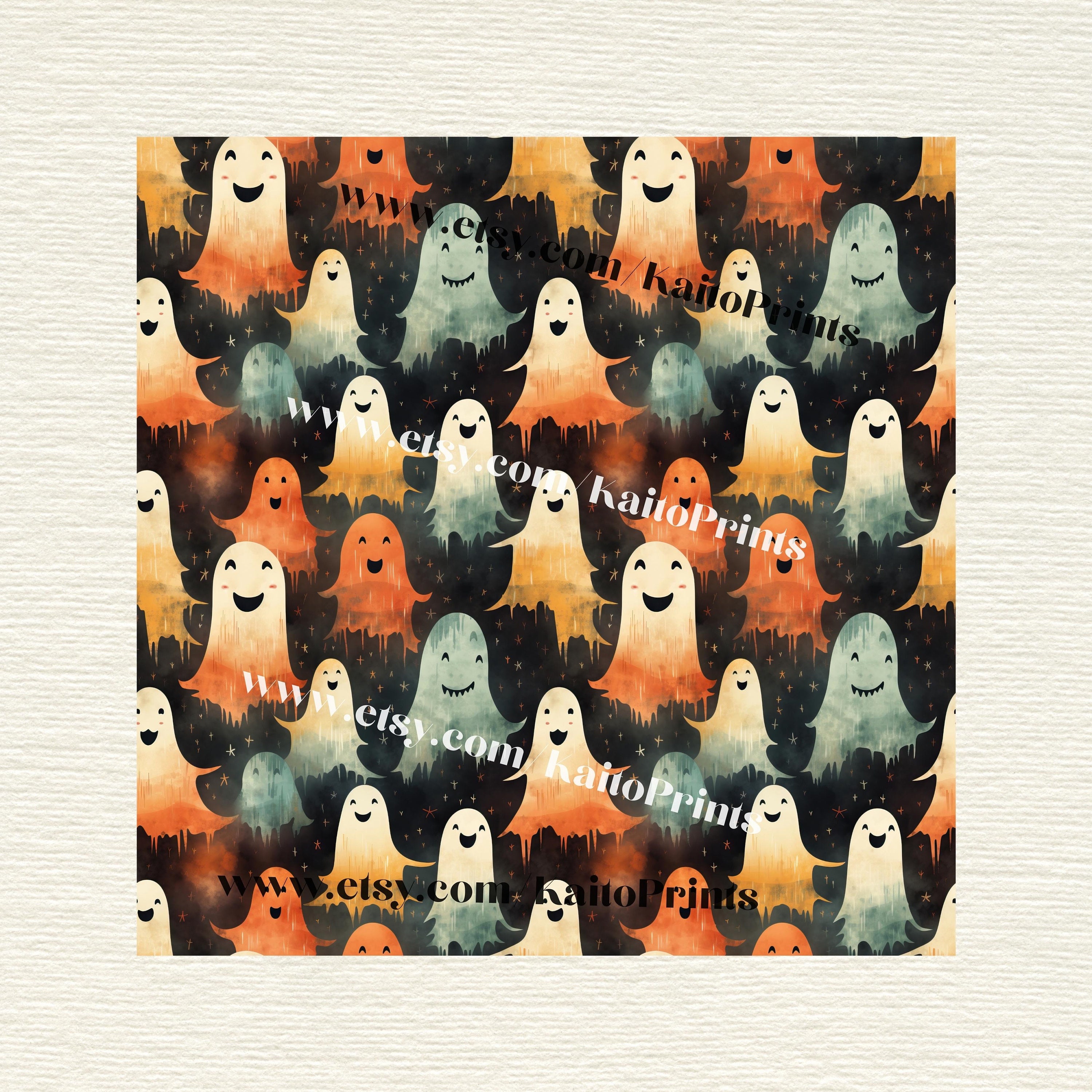 Happy Ghosts Patterns Fun Halloween Ghost Pattern Fun Ghost - Etsy