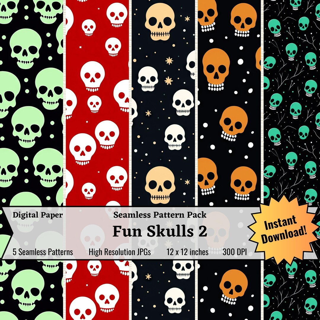 Fun Skull Patterns, Spooky Skull Patterns, Halloween Skull Patterns ...