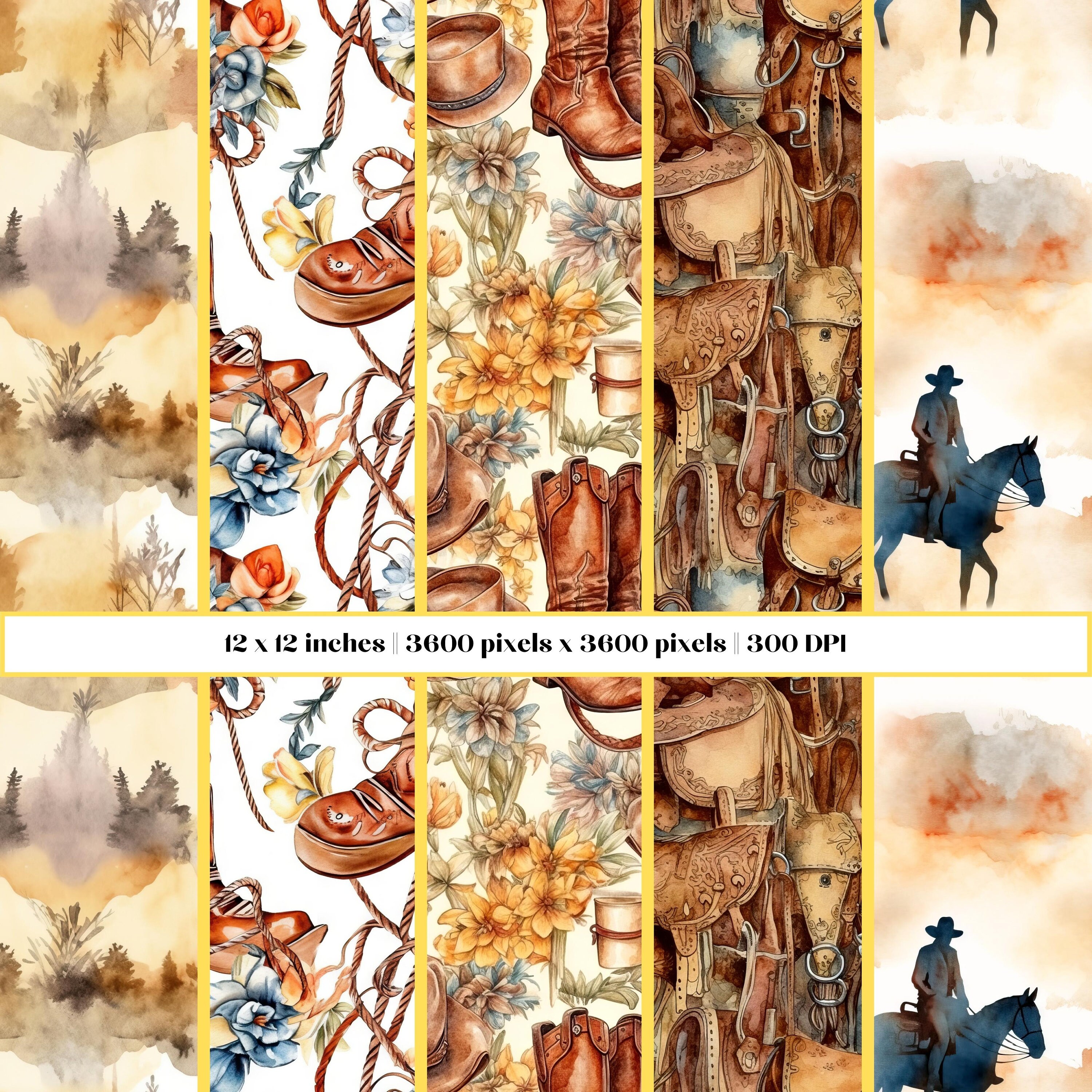Western Digital Paper Seamless Western Patterns Cowboy - Etsy