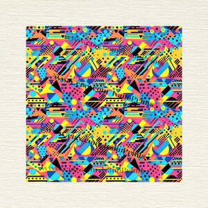 90s Digital Paper, Seamless 90s Patterns, Colorful Abstract 90s ...