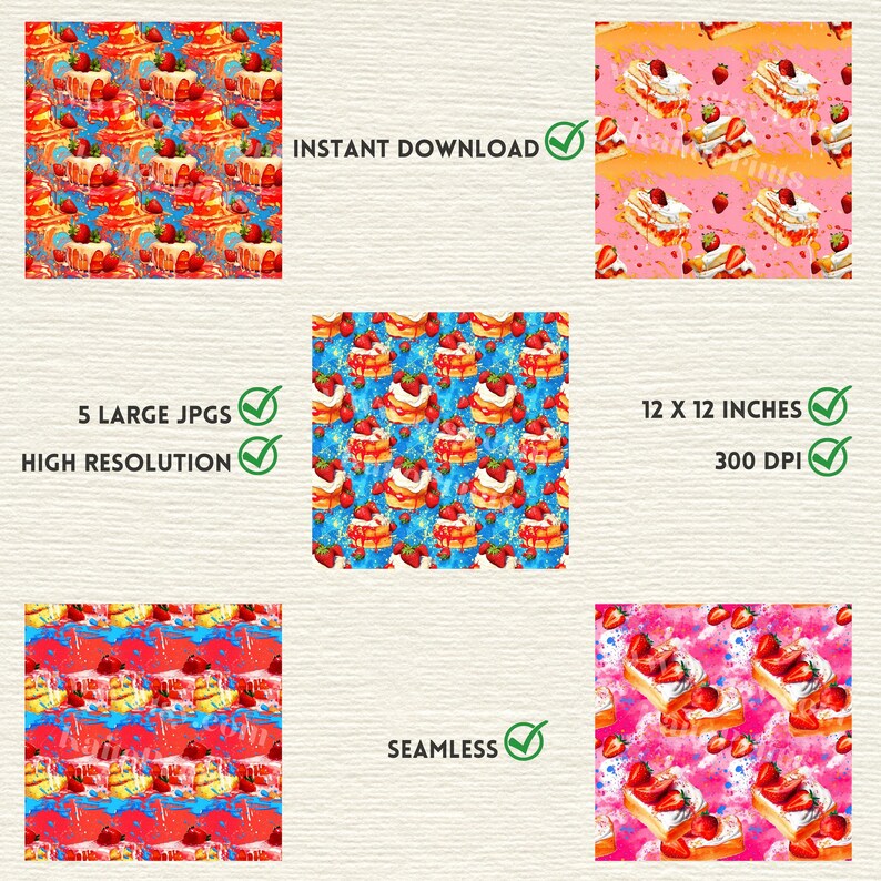Vivid Strawberry Shortcake Patterns, Seamless Shortcake Patterns ...