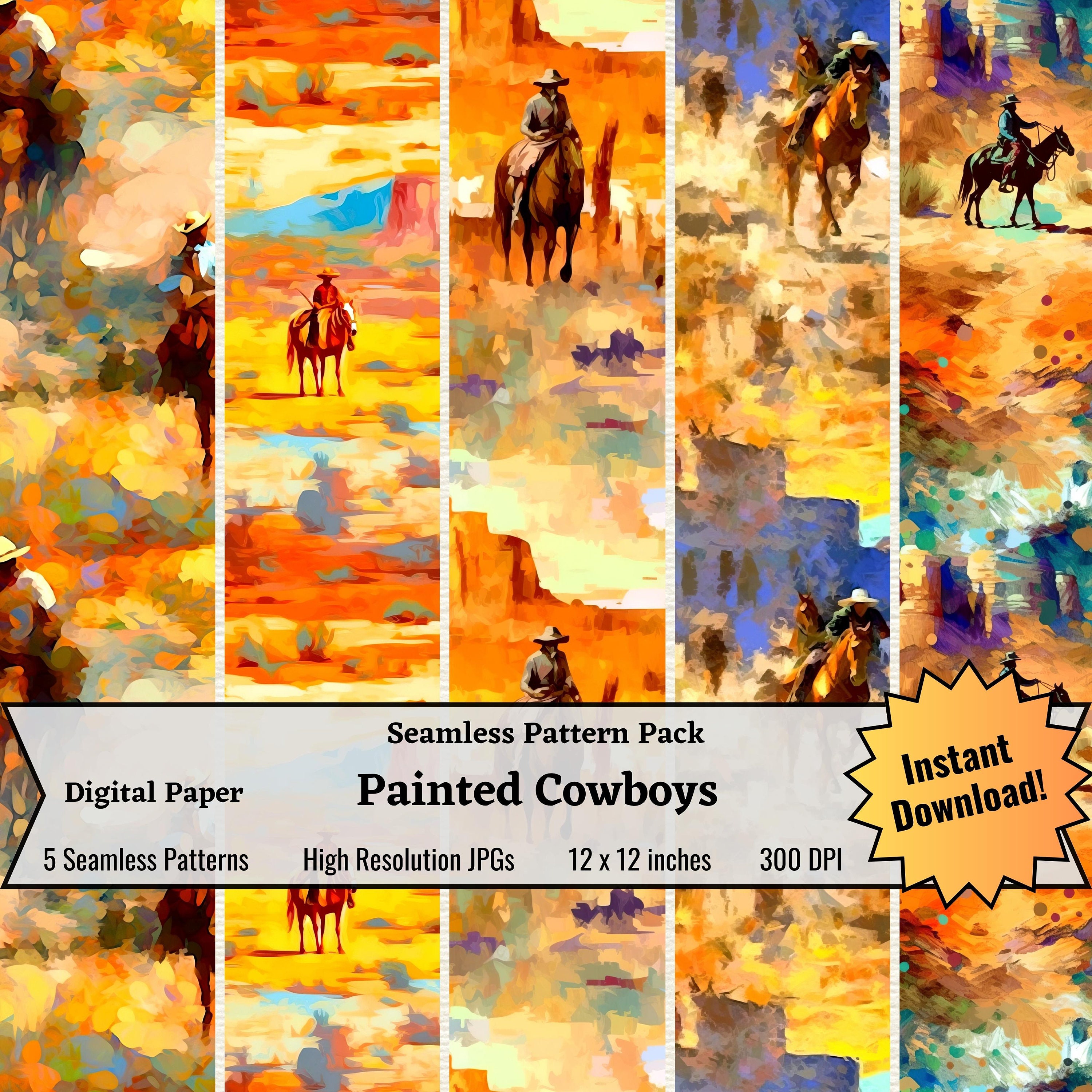 Painted Cowboys Patterns, Wild West Patterns, Abstract Cowboy Patterns ...