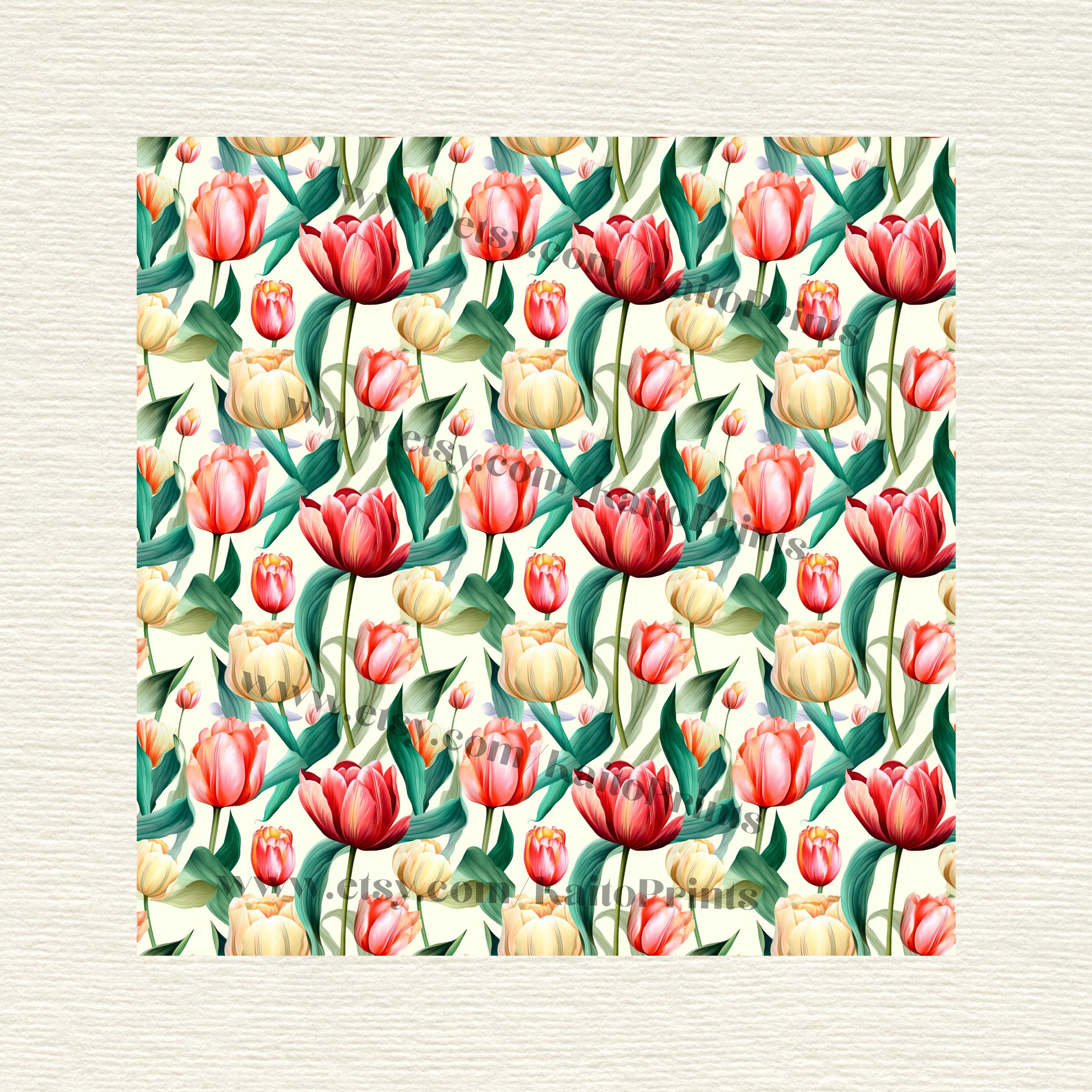 Seamless Tulip Digital Paper, Seamless Tulip Pattern, Tulip Wedding ...