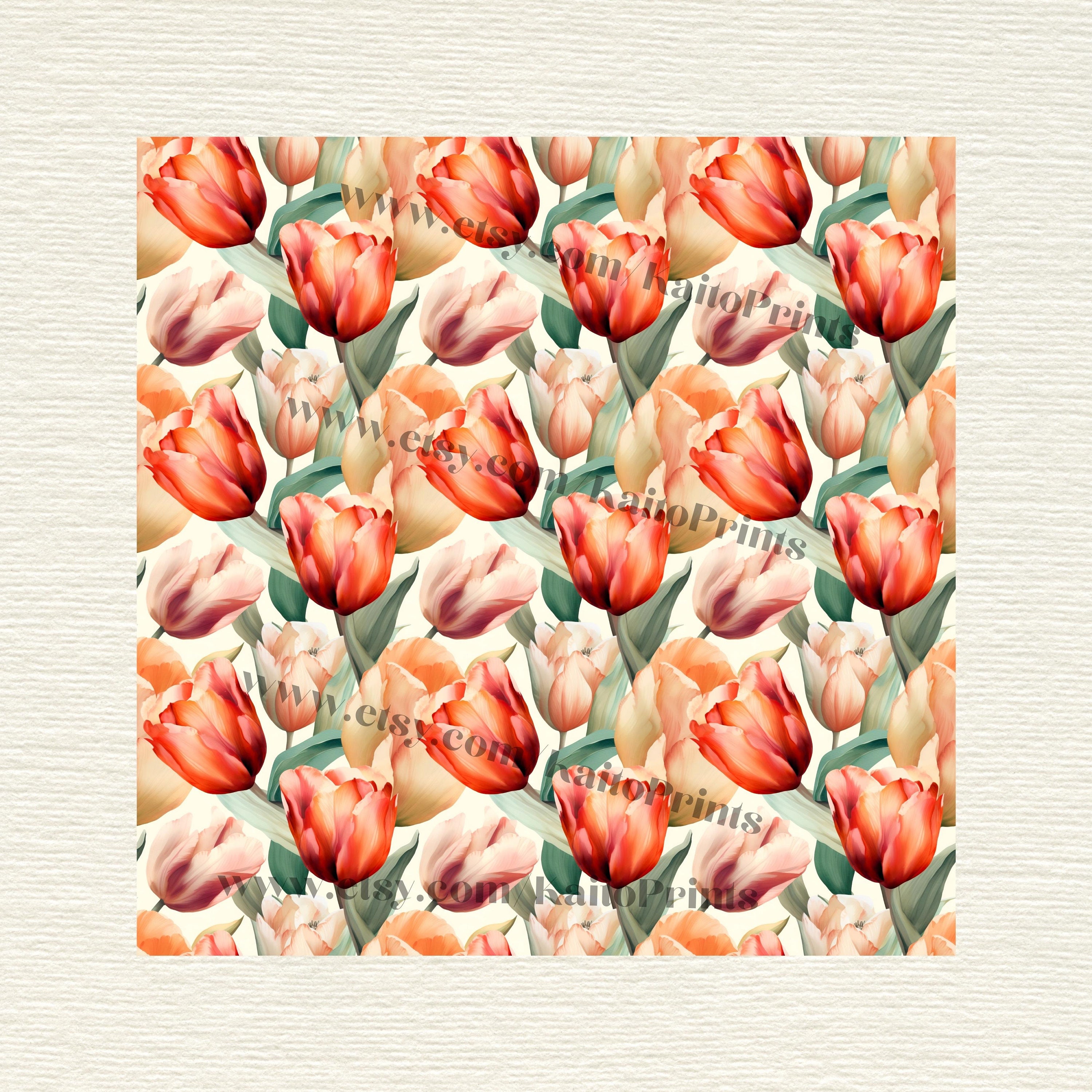 Seamless Tulip Digital Paper, Seamless Tulip Pattern, Tulip Wedding ...