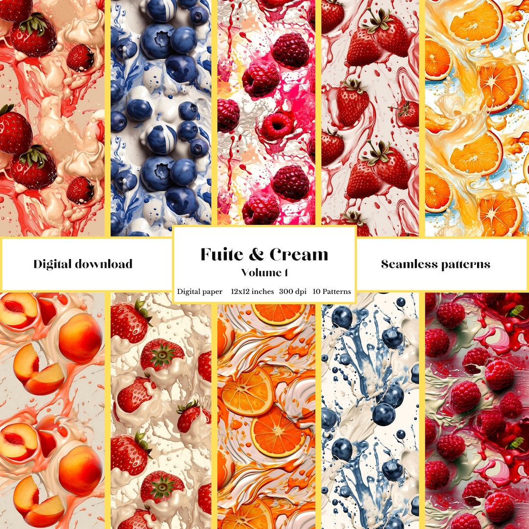Fruit Digital Paper Seamless Fruit Patterns Sweets Seamless - Etsy