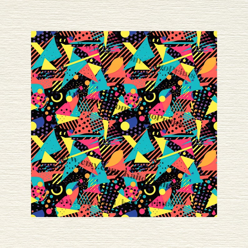 90s Digital Paper, Seamless 90s Patterns, Colorful Abstract 90s ...