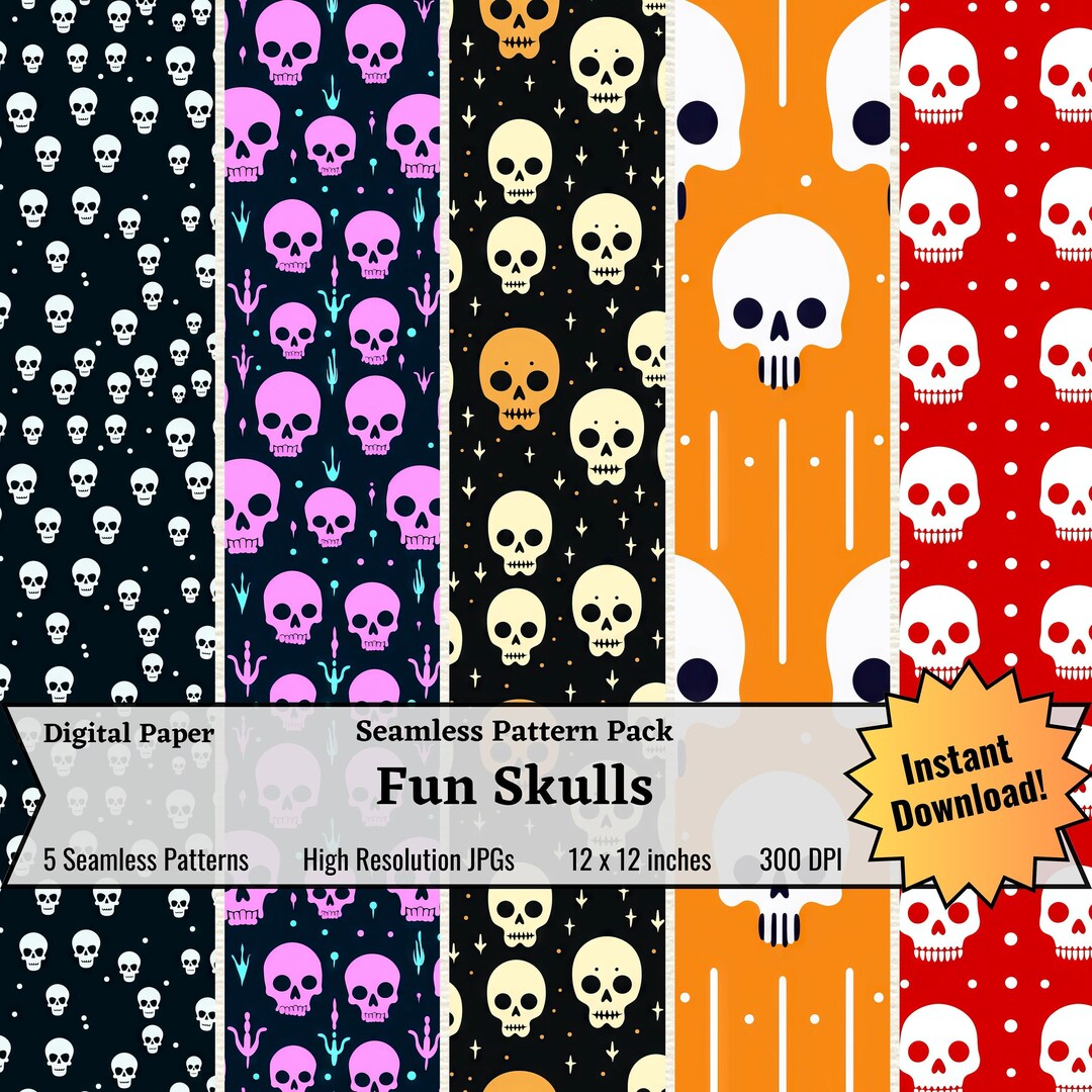 Fun Skull Patterns, Spooky Skull Patterns, Halloween Skull Patterns ...
