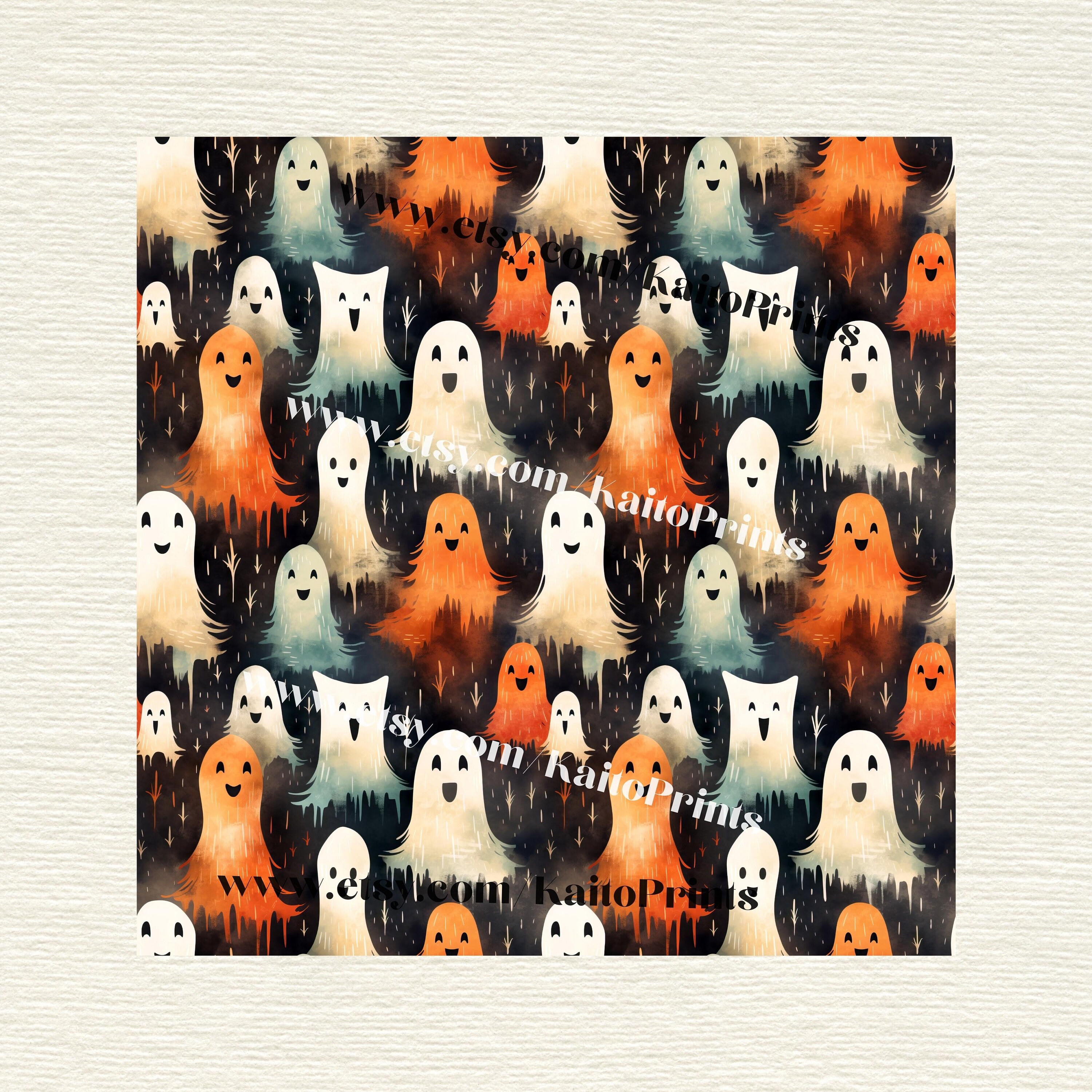 Happy Ghosts Patterns Fun Halloween Ghost Pattern Fun Ghost - Etsy