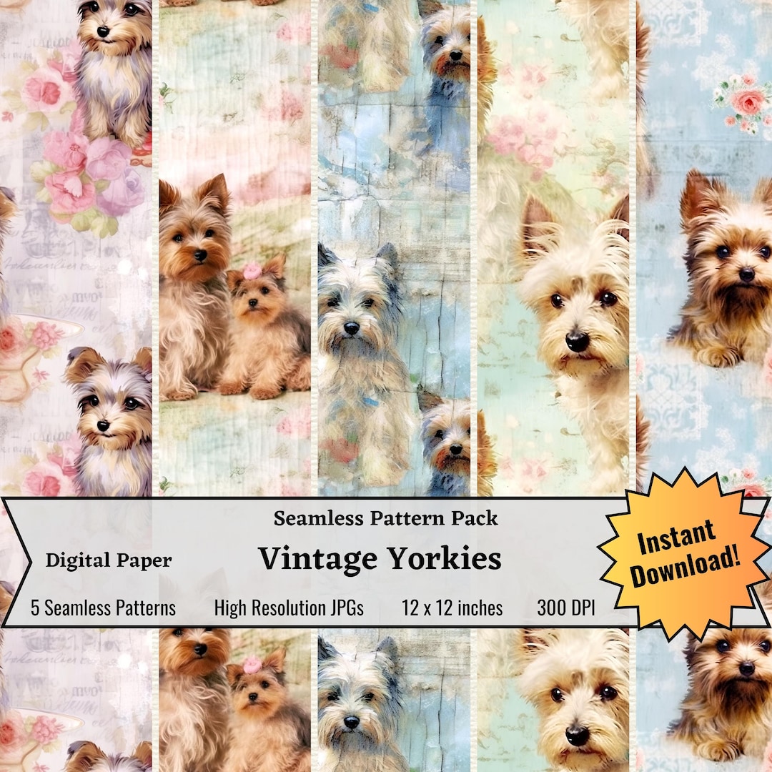 Vintage Yorkie Patterns, Chic Yorkie Patterns, Cute Yorkie Patterns ...