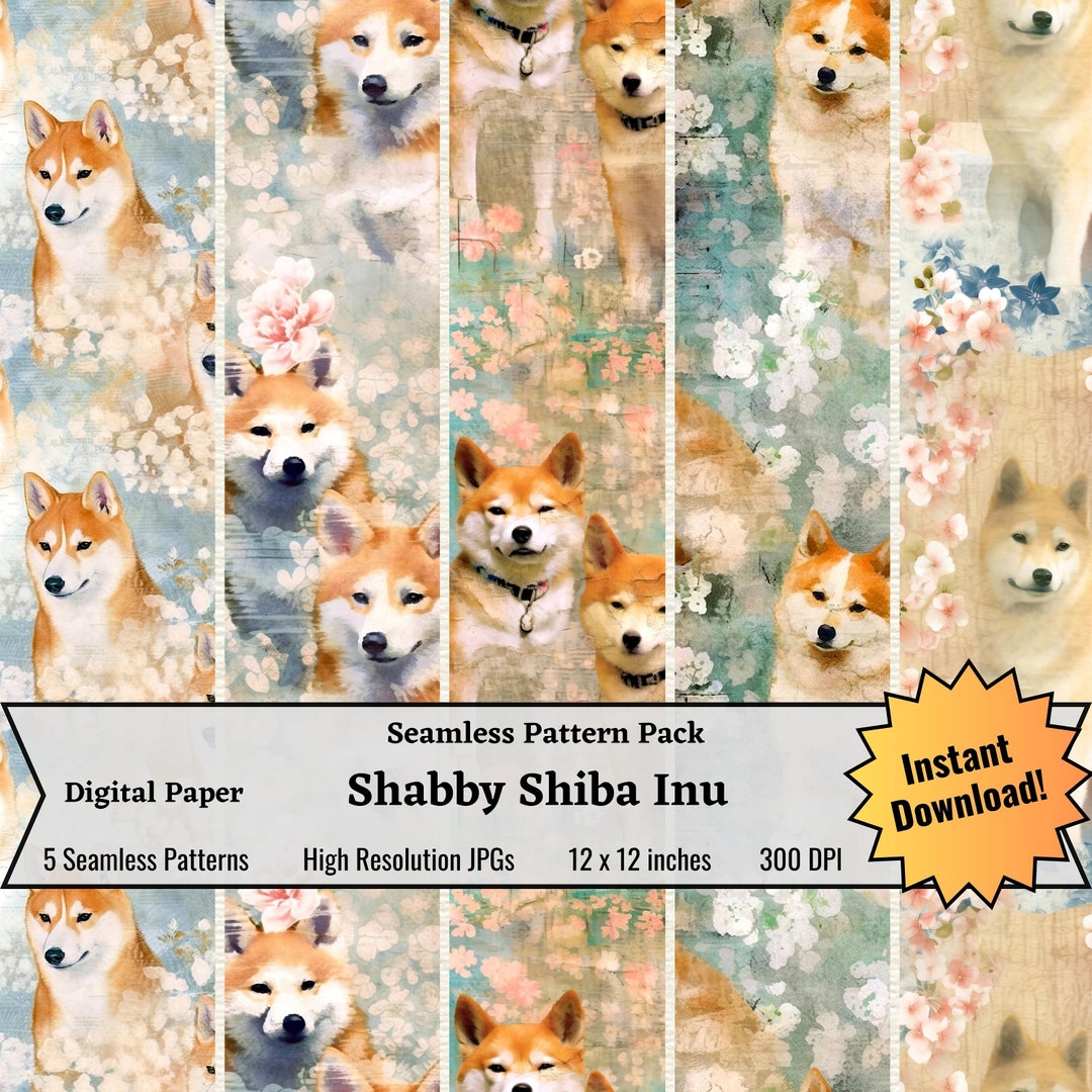 Vintage Shiba Inu Patterns, Chic Shiba Inu Patterns, Cute Shiba ...