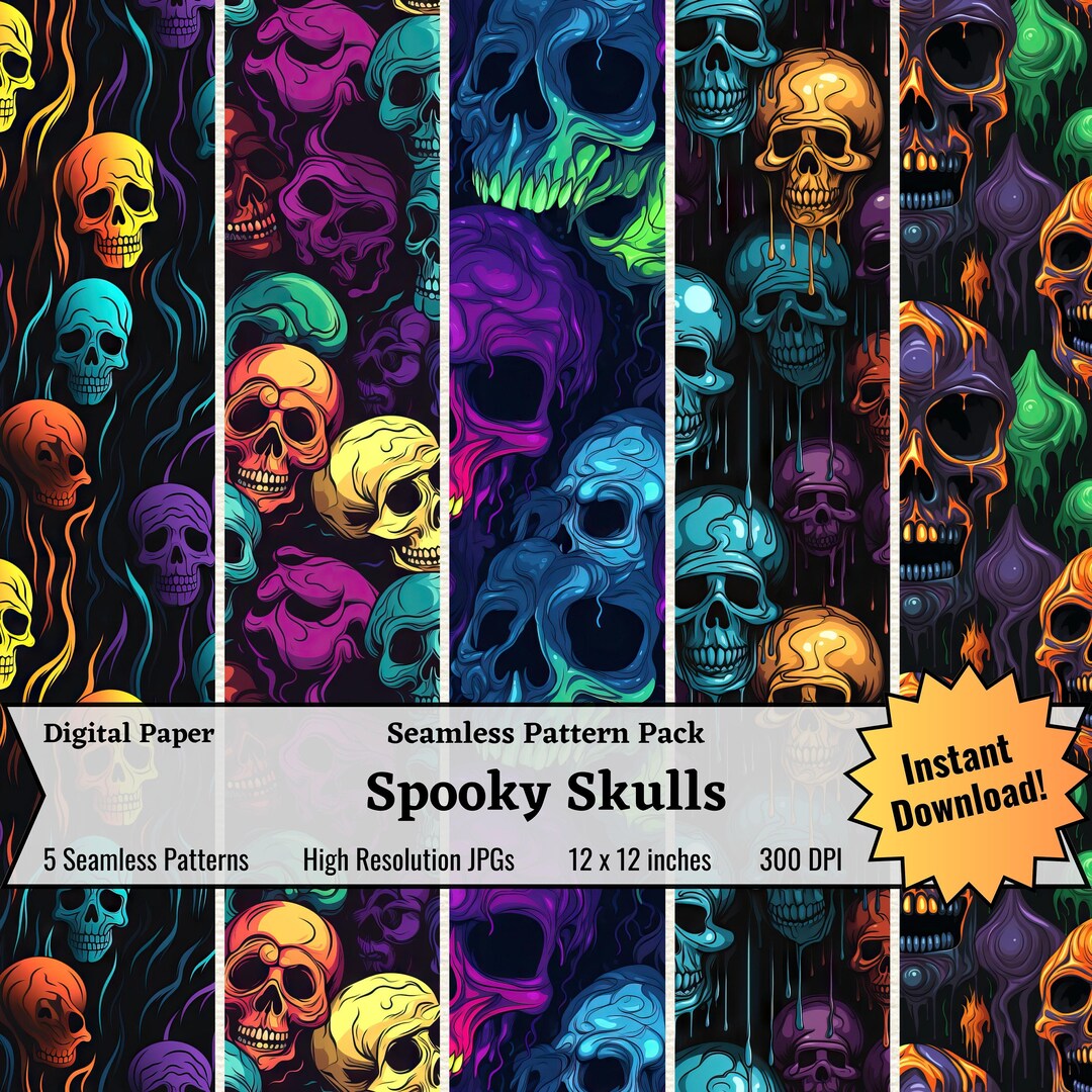 Spooky Skull Patterns, Scary Skull Patterns, Halloween Skull Patterns ...