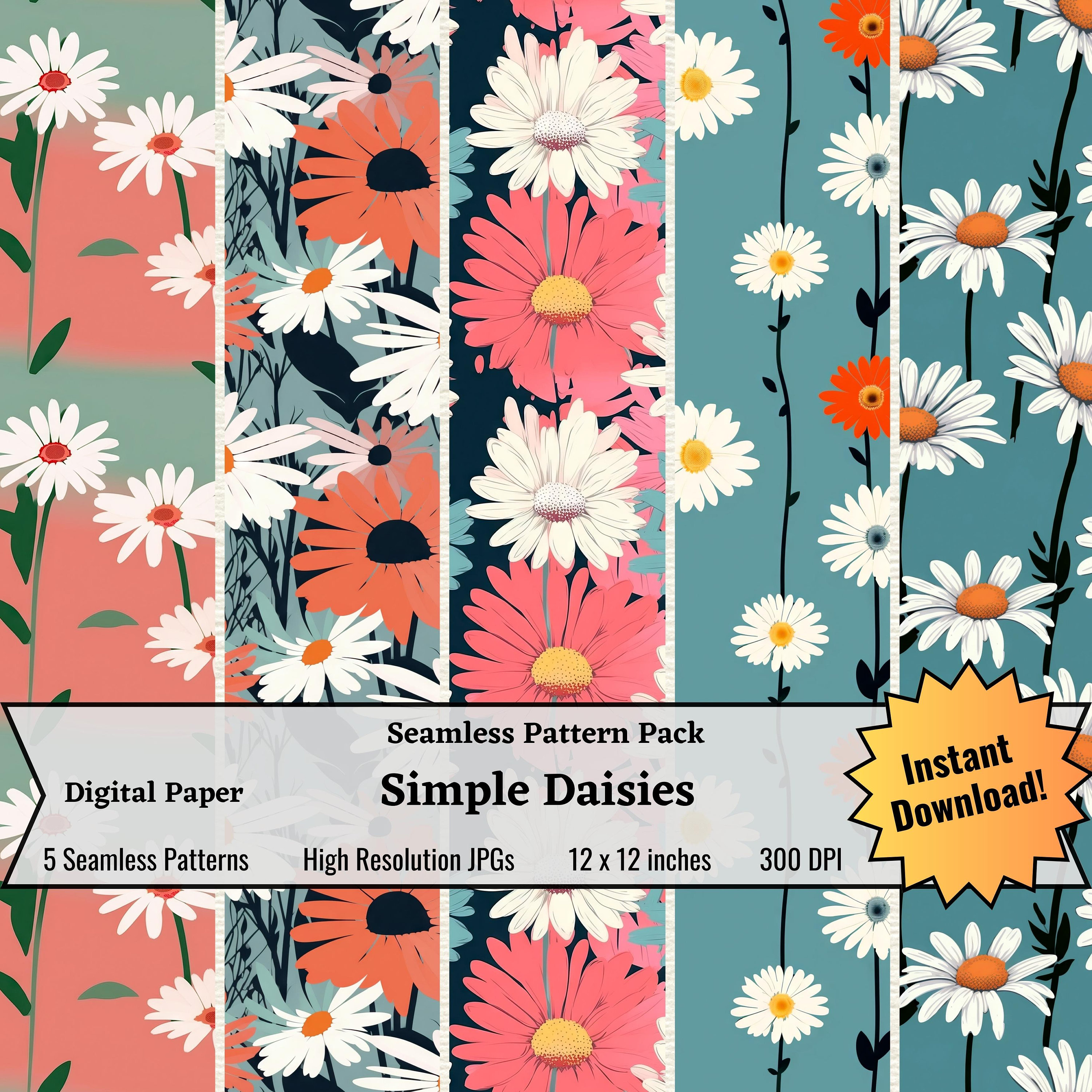 Cute Daisy Pattern Simple Daisy Patterns Cute Floral - Etsy