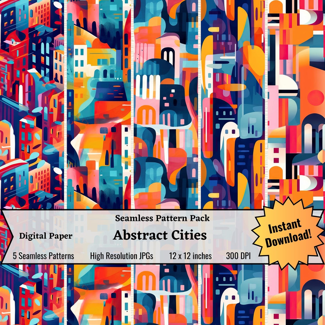 Abstract City Landscape Patterns, Abstract City Digital Paper, Artsy ...