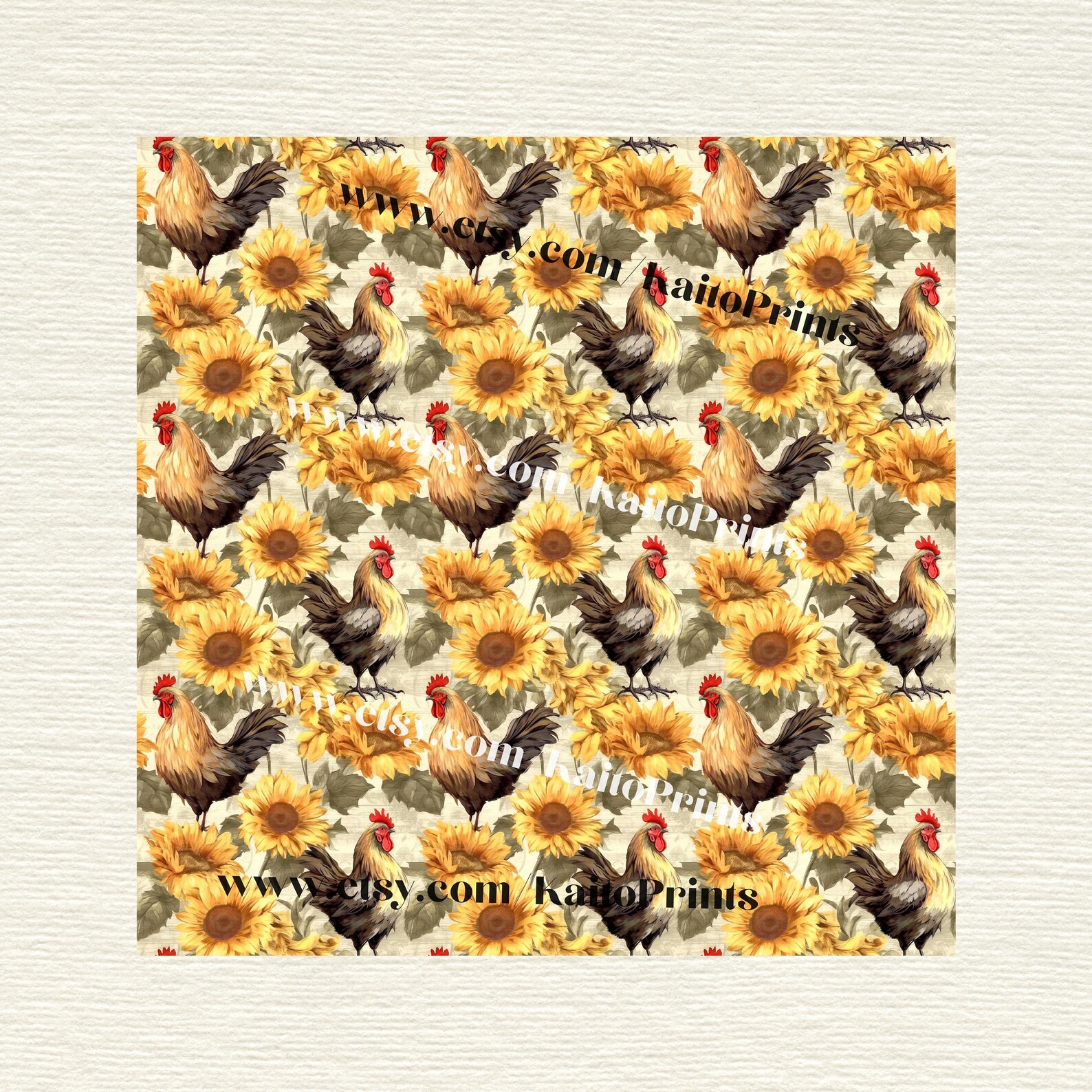 Vintage Chic Rooster Patterns, Seamless Chic Rooster Patterns, Vintage ...