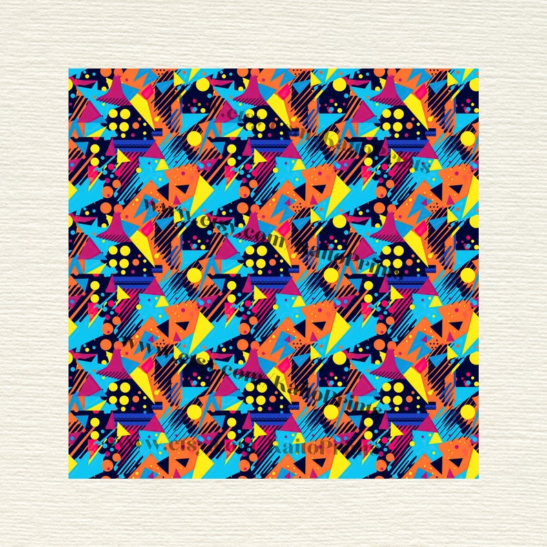 90s Kid Digital Paper, Seamless 90s Patterns, Colorful Abstract 90s ...