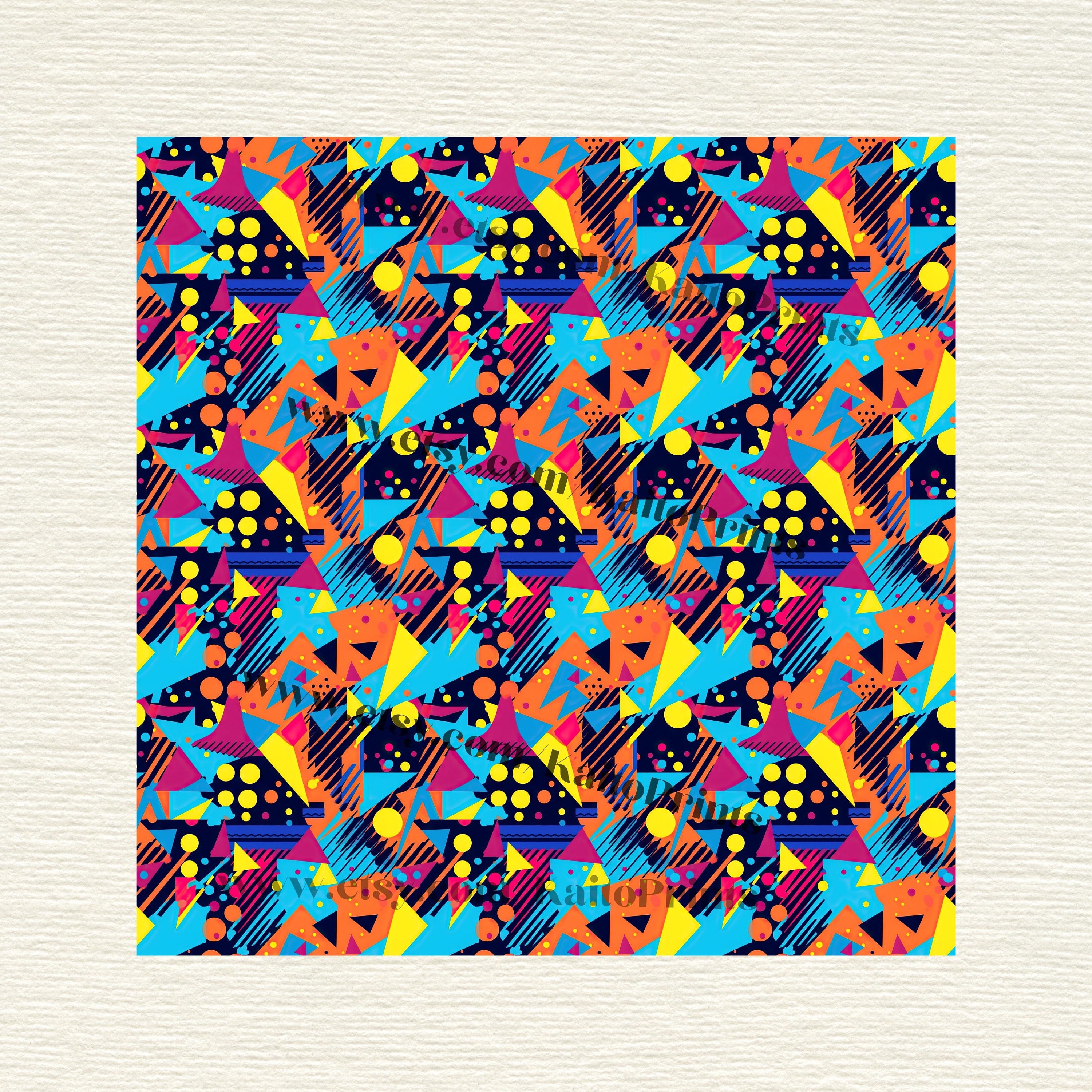 90s Kid Digital Paper, Seamless 90s Patterns, Colorful Abstract 90s ...