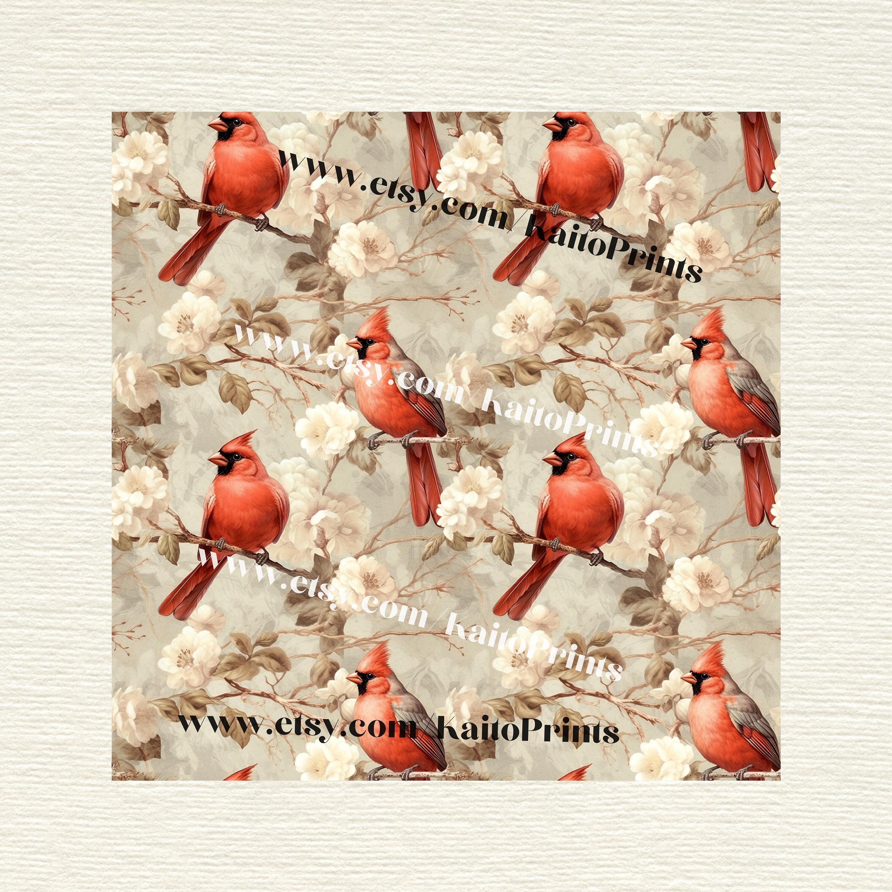 Vintage Chic Cardinal Patterns Seamless Chic Patterns - Etsy