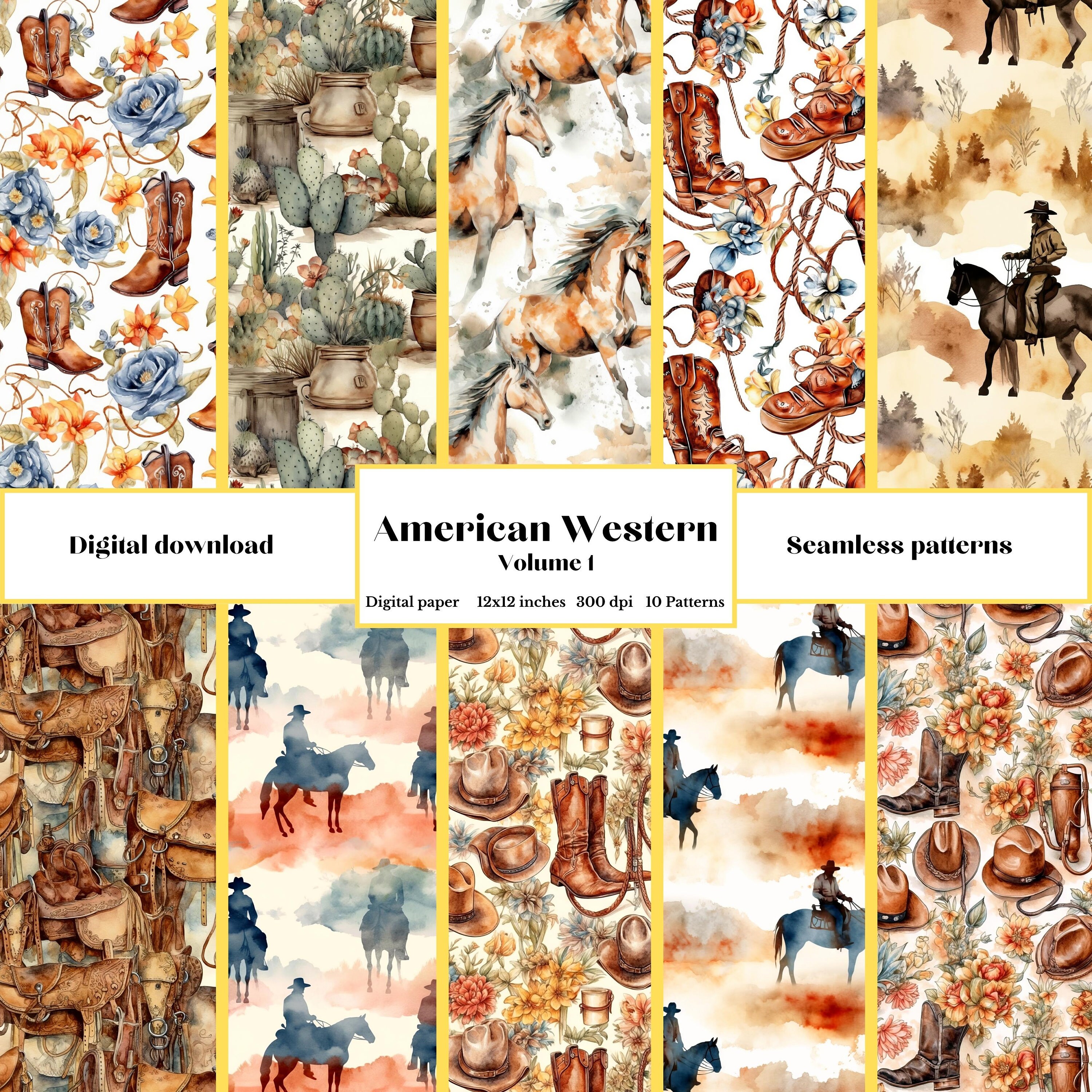Western Digital Paper, Seamless Western Patterns, Cowboy Seamless ...