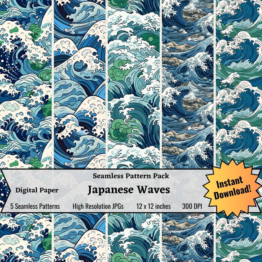 Japanese Waves Patterns, Traditional Japanese Pattern, Kanagawa Waves ...