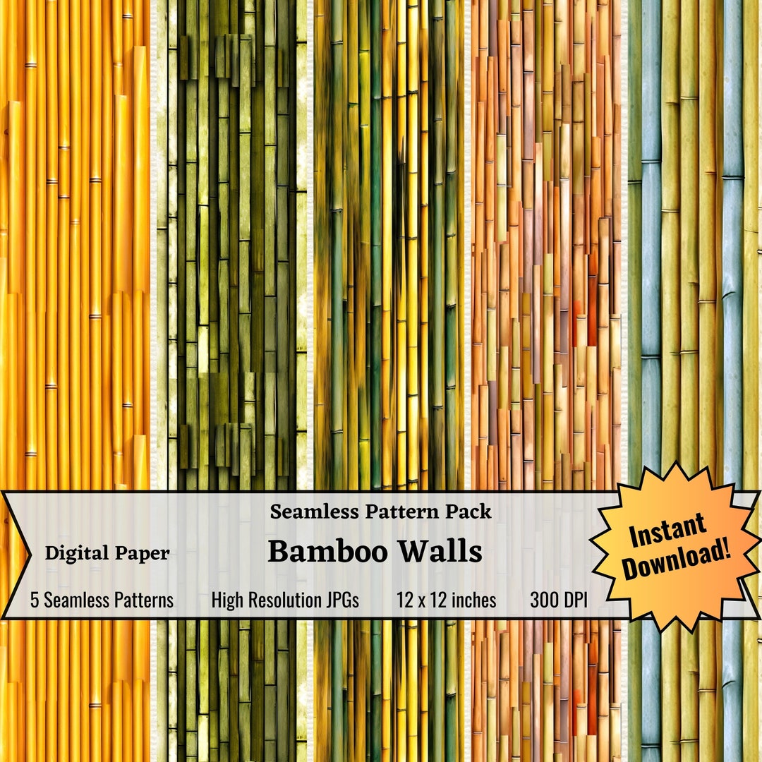 Bamboo Patterns, Bamboo Wall Patterns, Bamboo Digital Paper, Colorful ...