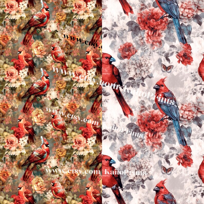 Vintage Chic Cardinal Patterns Seamless Chic Patterns - Etsy