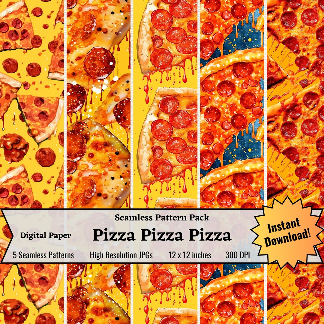 Vivid Pizza Patterns, Seamless Pizza Pie Patterns, Colorful Pizza ...