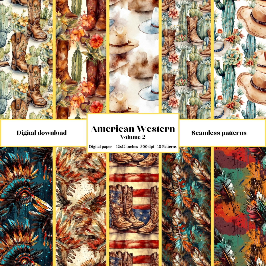 Western Digital Paper, Seamless Western Patterns, Cowboy Seamless ...