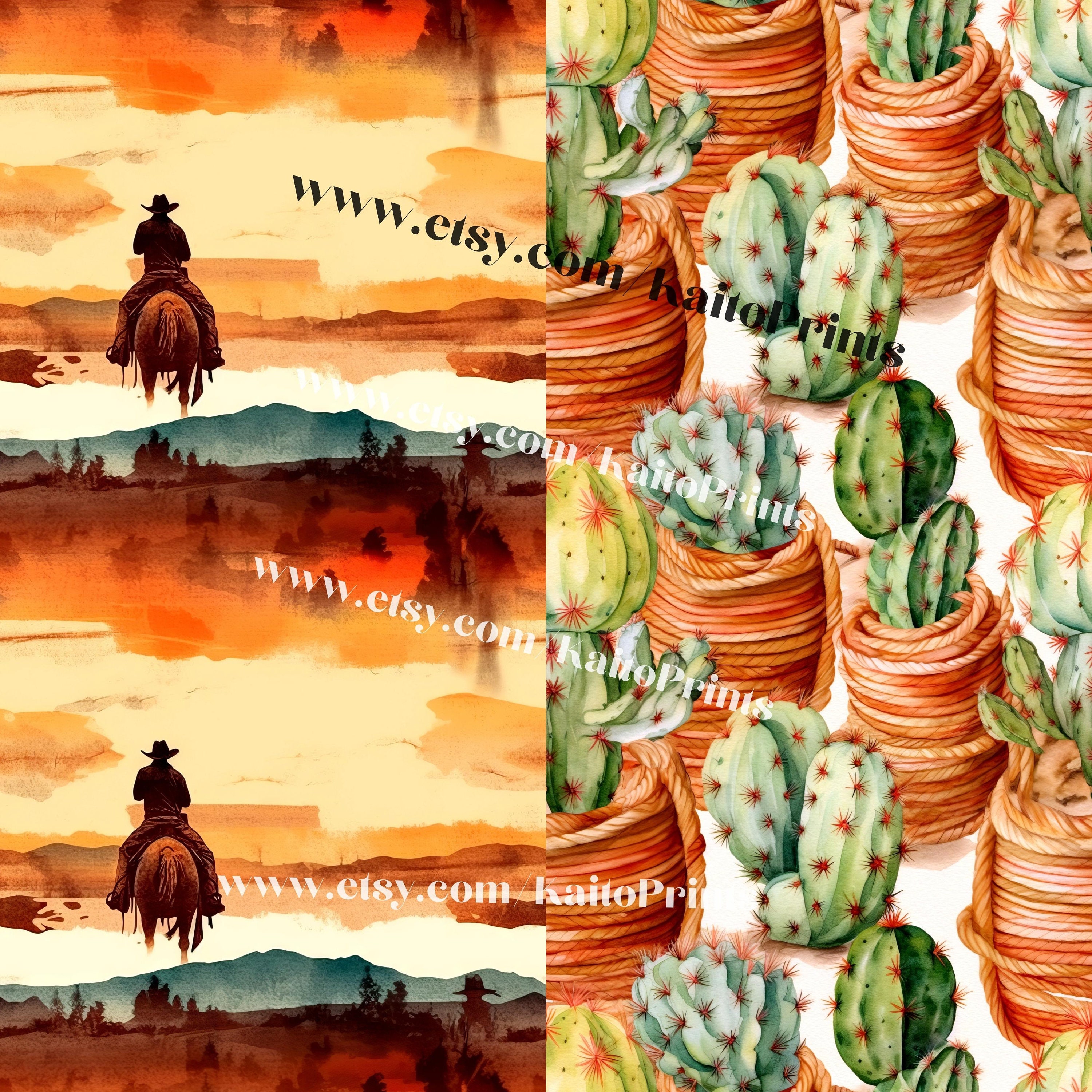 Cowboy Digital Paper Seamless Cowboy Patterns Wild West - Etsy