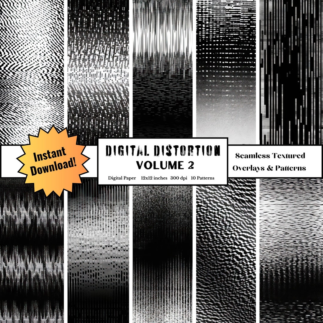 Digital Distortion Digital Paper, Seamless Grunge Patterns, Distortion ...