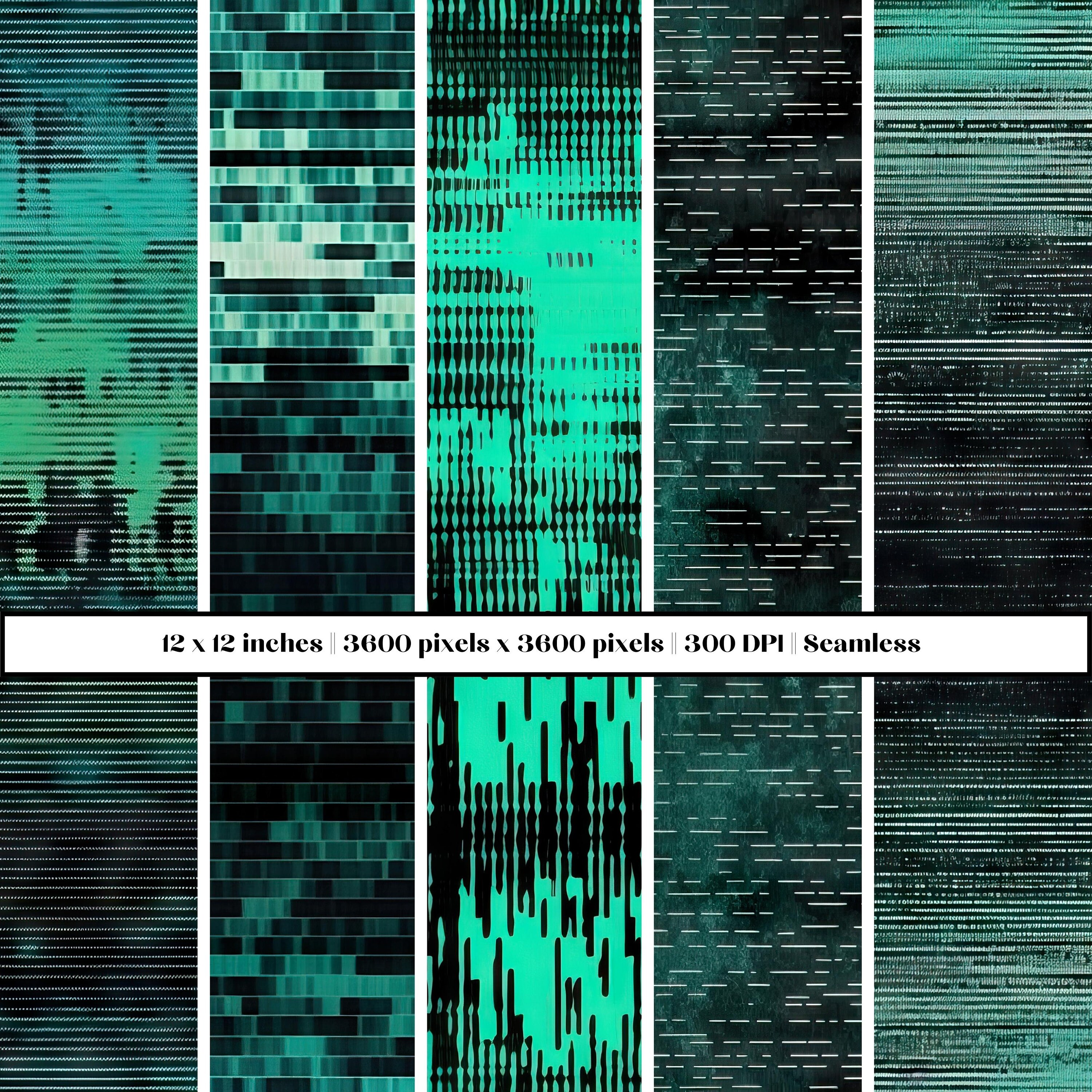 Digital Distortion Digital Paper, Seamless Grunge Patterns, Distortion ...