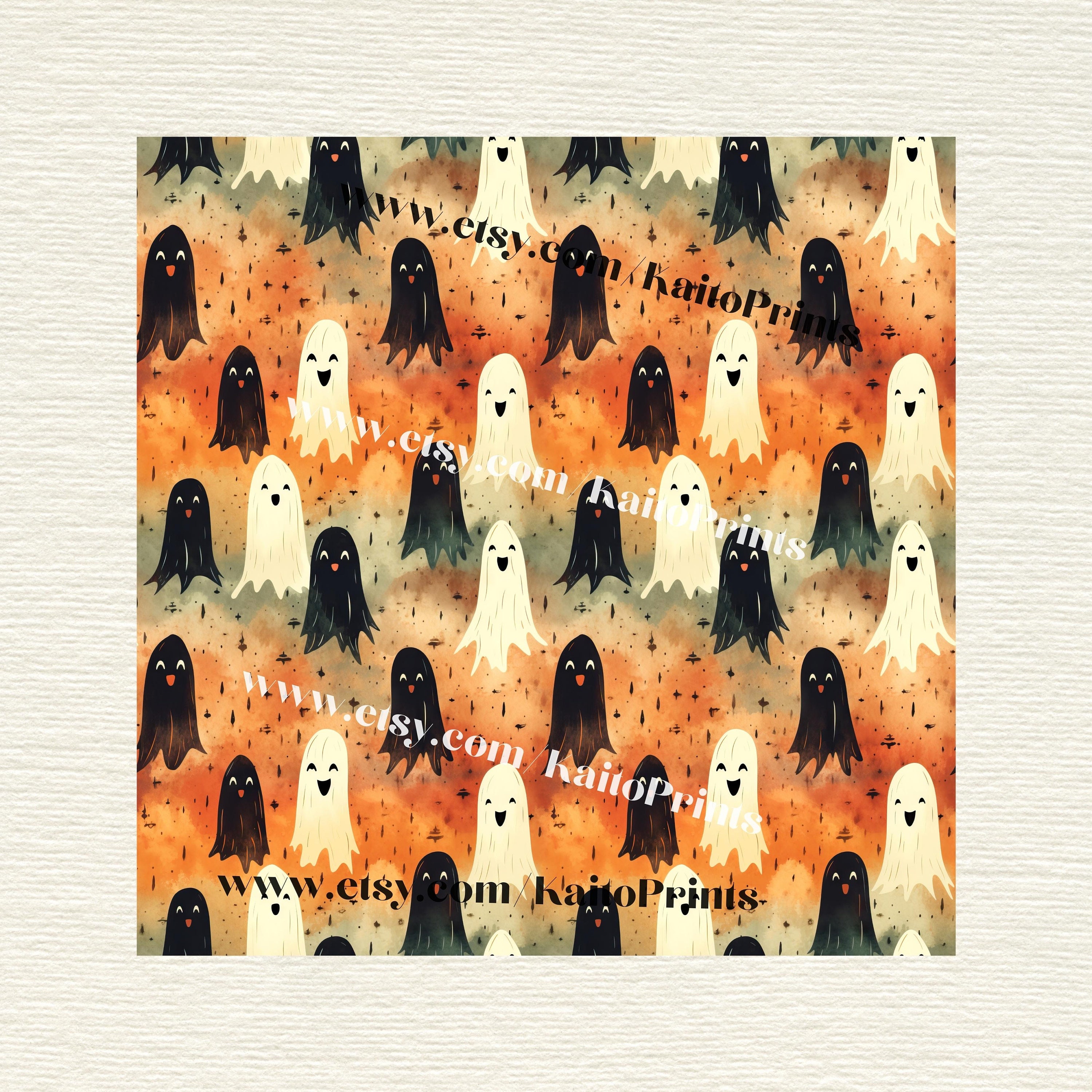 Happy Ghosts Patterns Fun Halloween Ghost Pattern Fun Ghost - Etsy