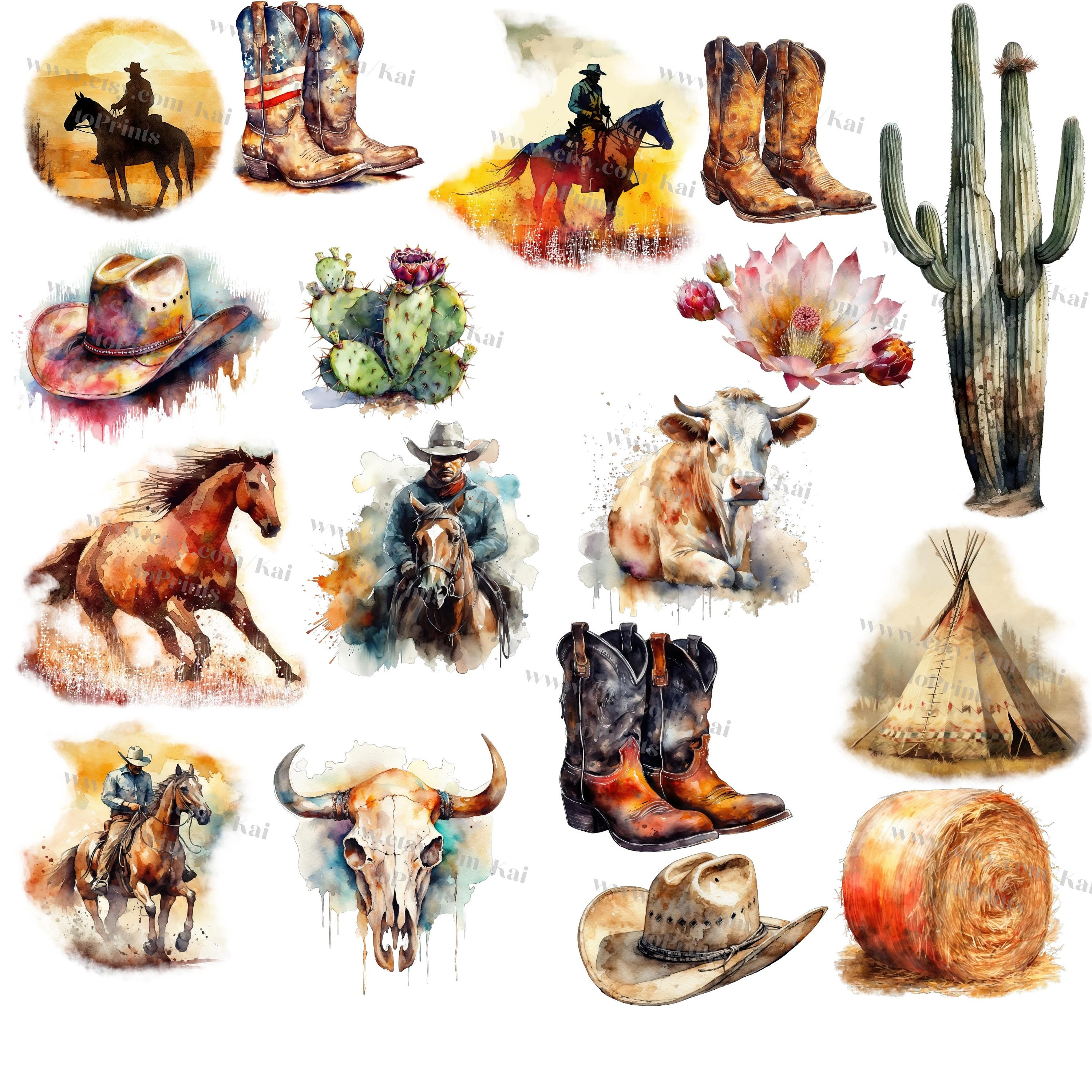 American Western Clipart, Cowboy Clipart, Texan Clipart, Wild West ...
