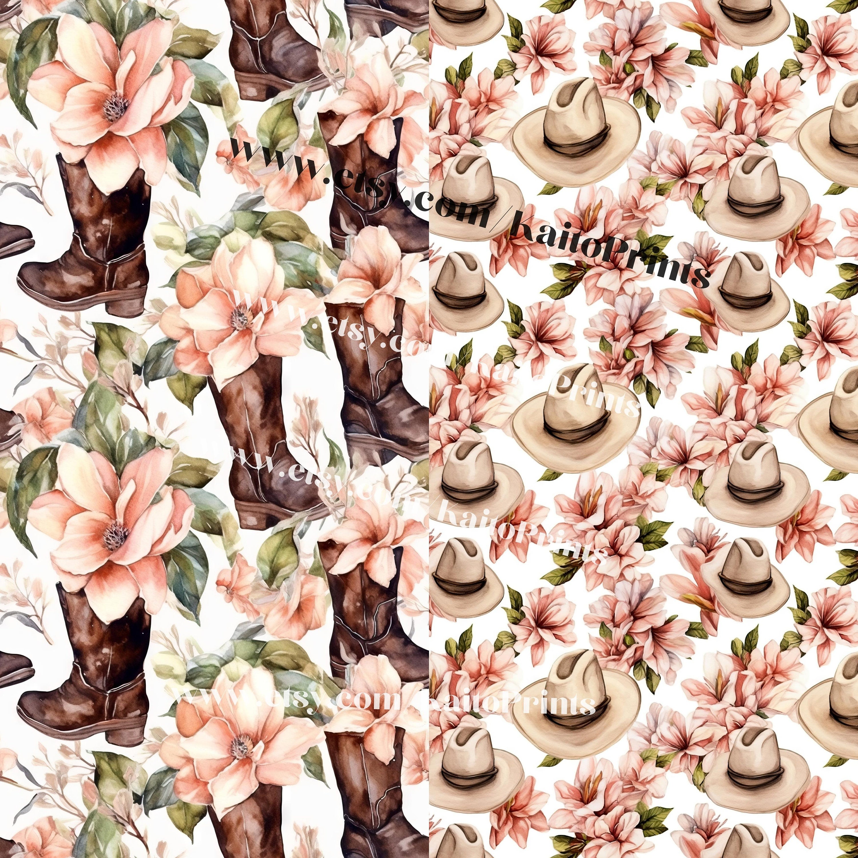 Magnolia Cowboys Digital Paper Seamless Cowboy Patterns Cute - Etsy
