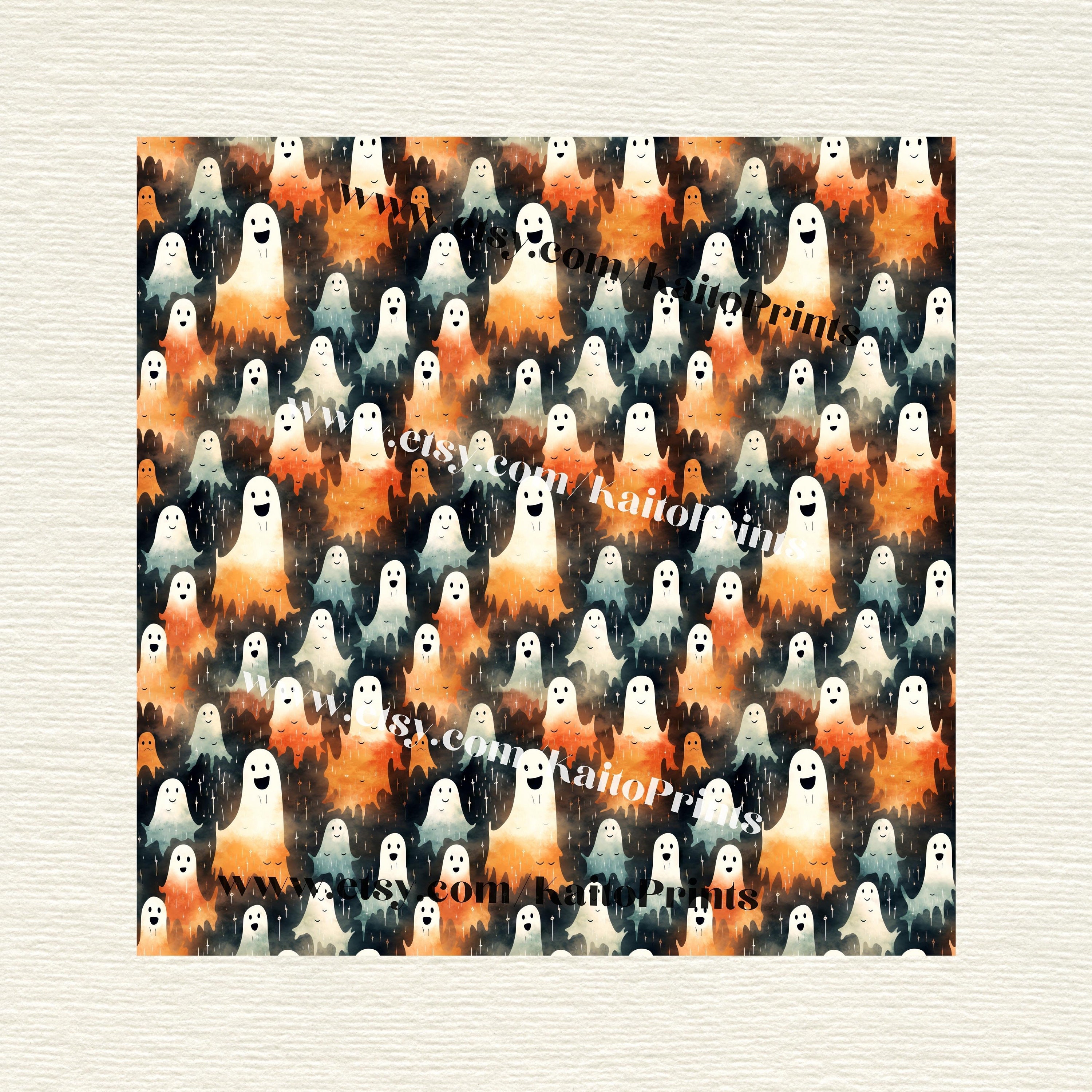 Happy Ghosts Patterns Fun Halloween Ghost Pattern Fun Ghost - Etsy