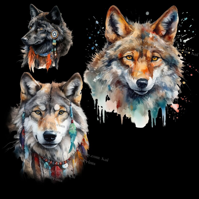 Mythical Wolves Clipart Fantasy Wolf Digital Art Wild West - Etsy