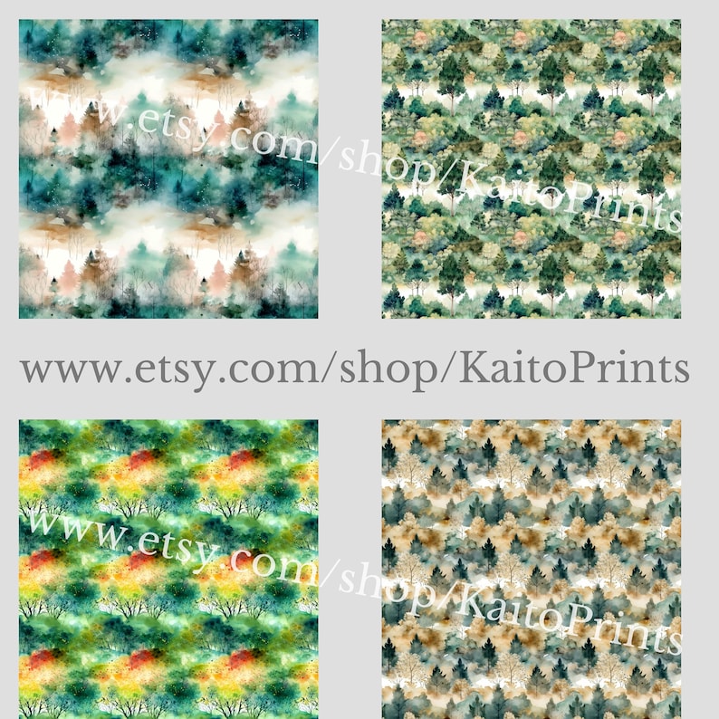 Watercolor Forests Digital Paper Seamless Forest Patterns - Etsy