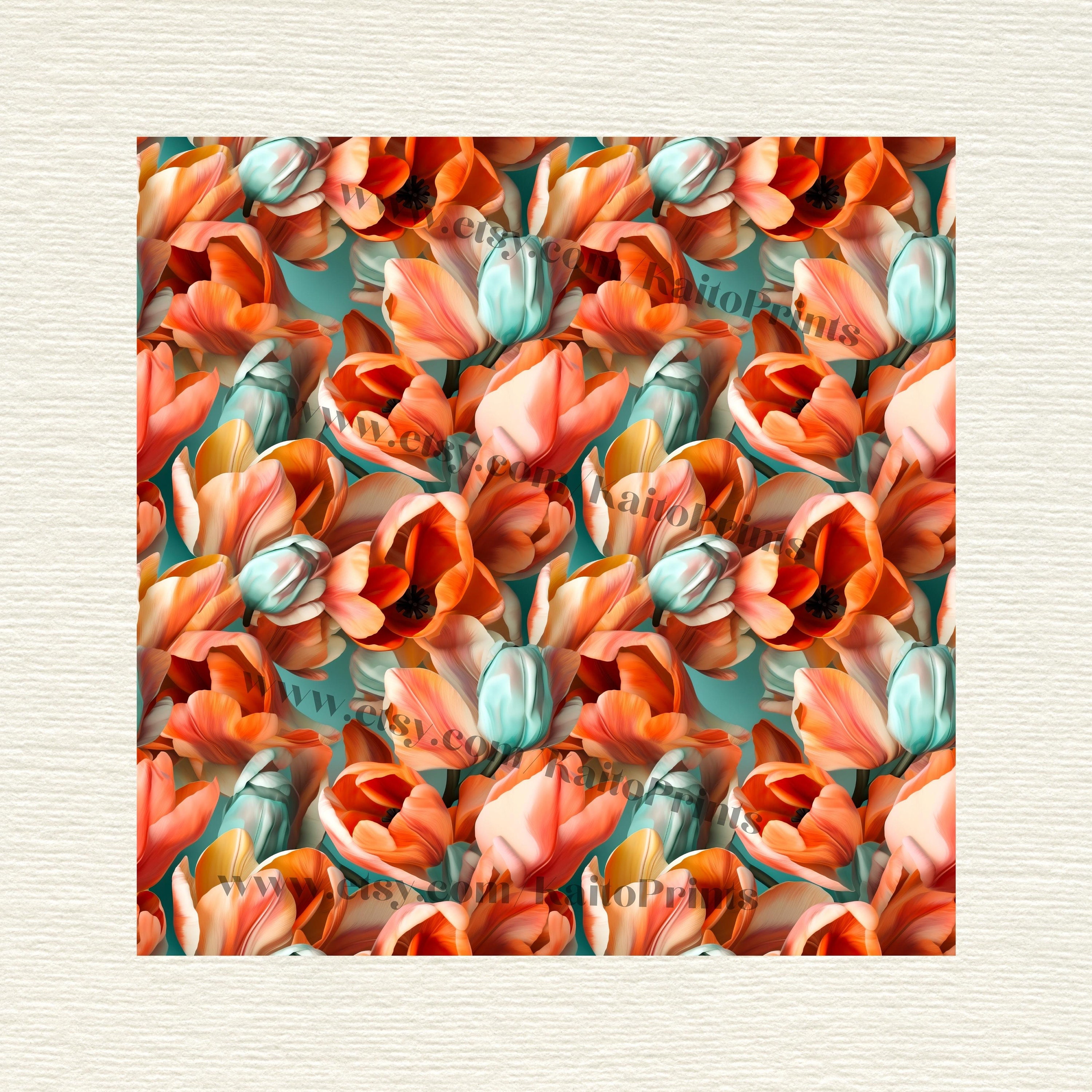 Seamless Tulip Digital Paper, Seamless Tulip Pattern, Tulip Wedding ...