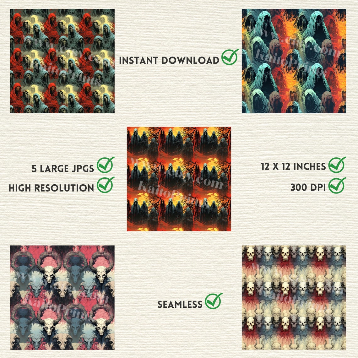 Horror Cult Patterns Fun Halloween Zombie Pattern Scary - Etsy