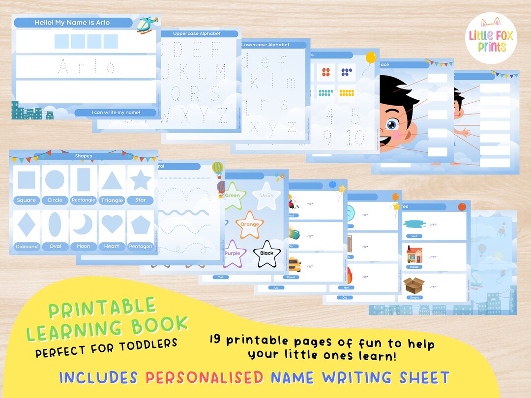 Printable Toddler Learning Book I Personalised Name Mat I Digital ...